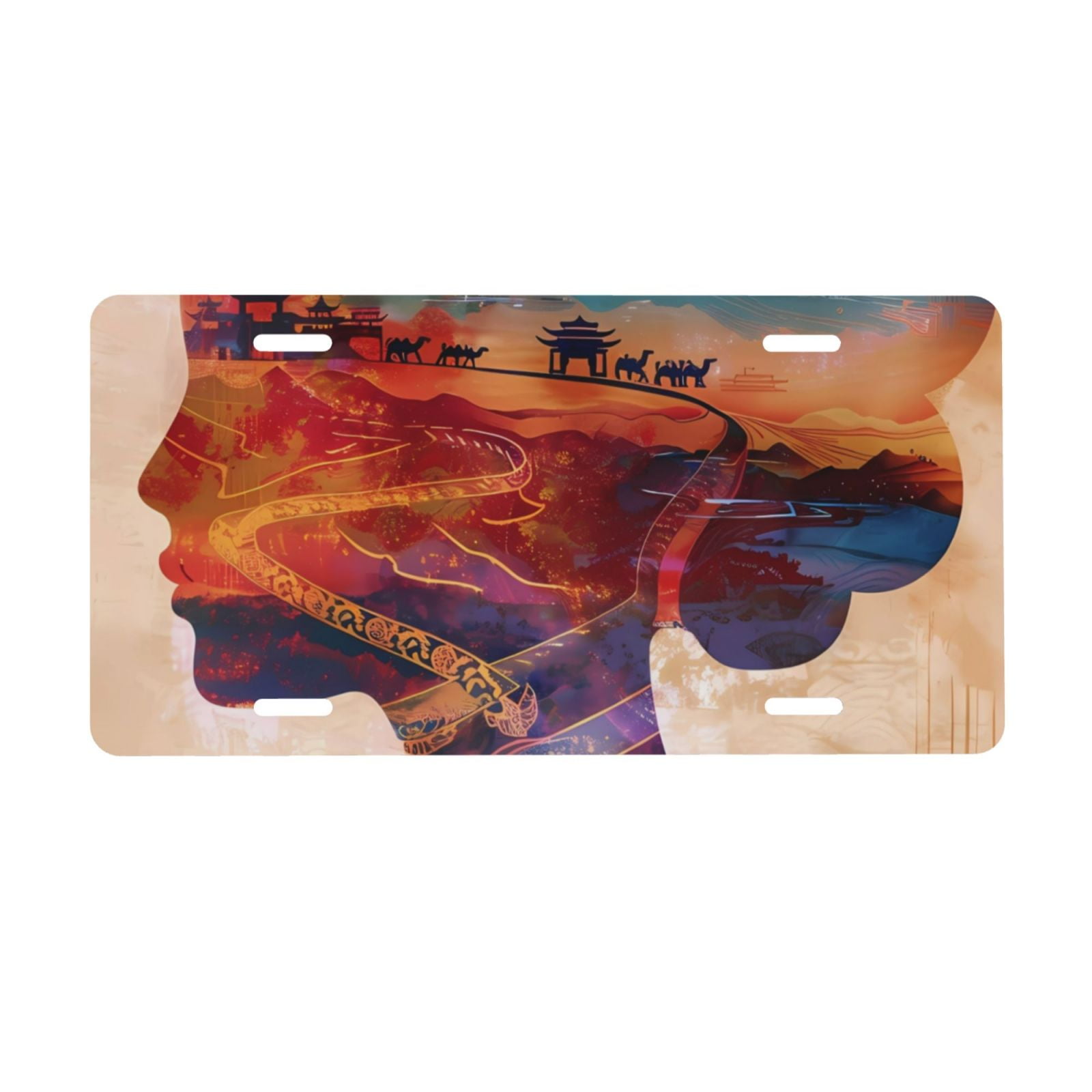 Easygdp Cultural Silhouette Journey License Plate Car Front License ...
