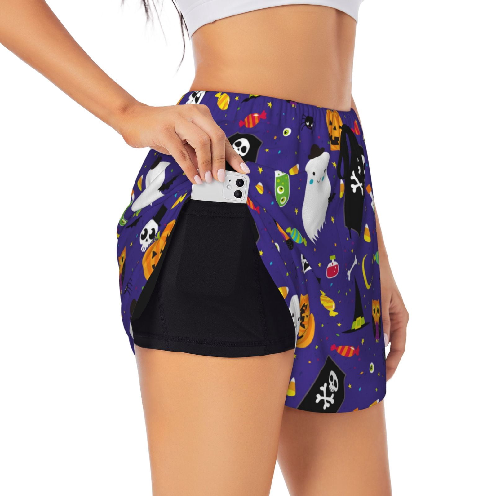 Easygdp Cute And Creepy for Women's Athletic Shorts - High-Waist, Quick ...
