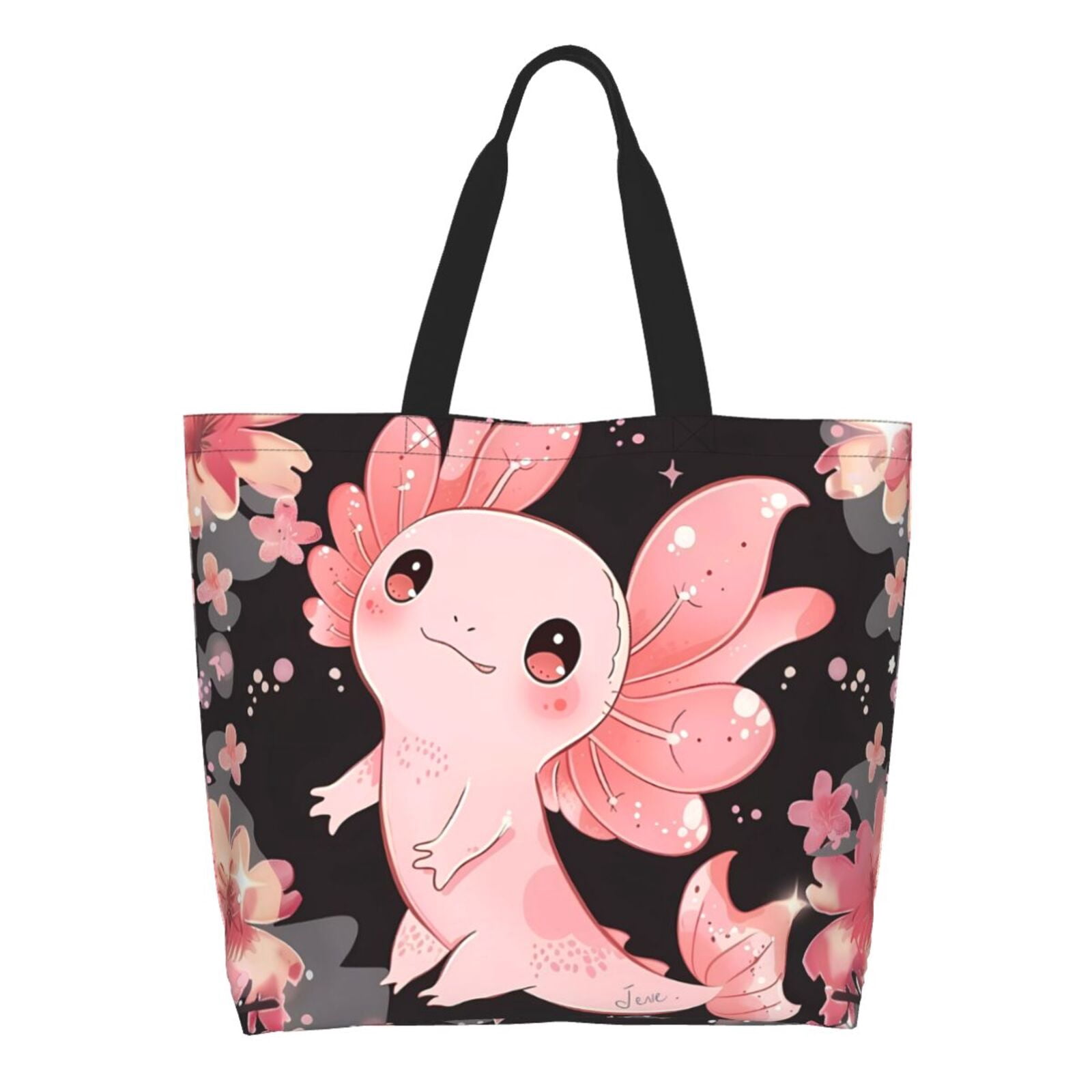 Easygdp Cute Axolotl Sakura Blossoms A Tote Bags for Women,Women Travel ...