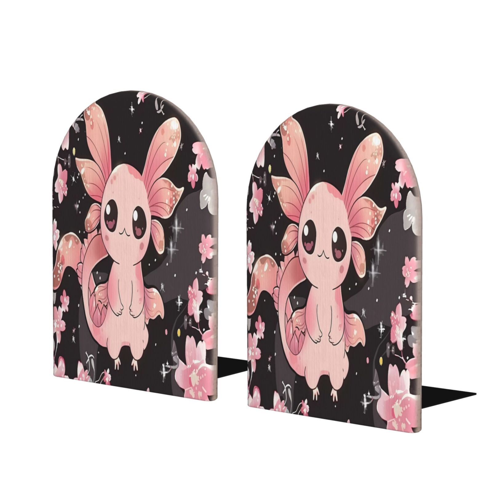 Easygdp Cute Axolotl Sakura Blossoms B 2 Pcs Bookend Large Capacity ...
