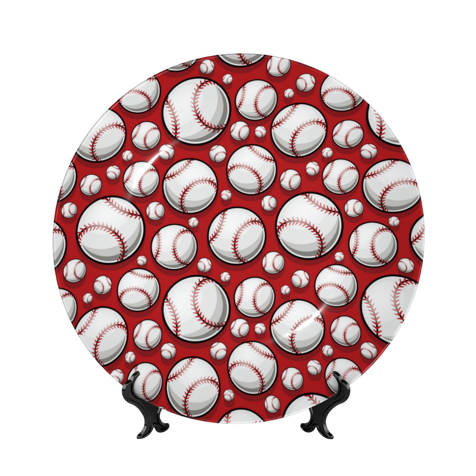 Easygdp Cute Baseball Bone China Decorative Plate Ceramic Dinner Plates ...