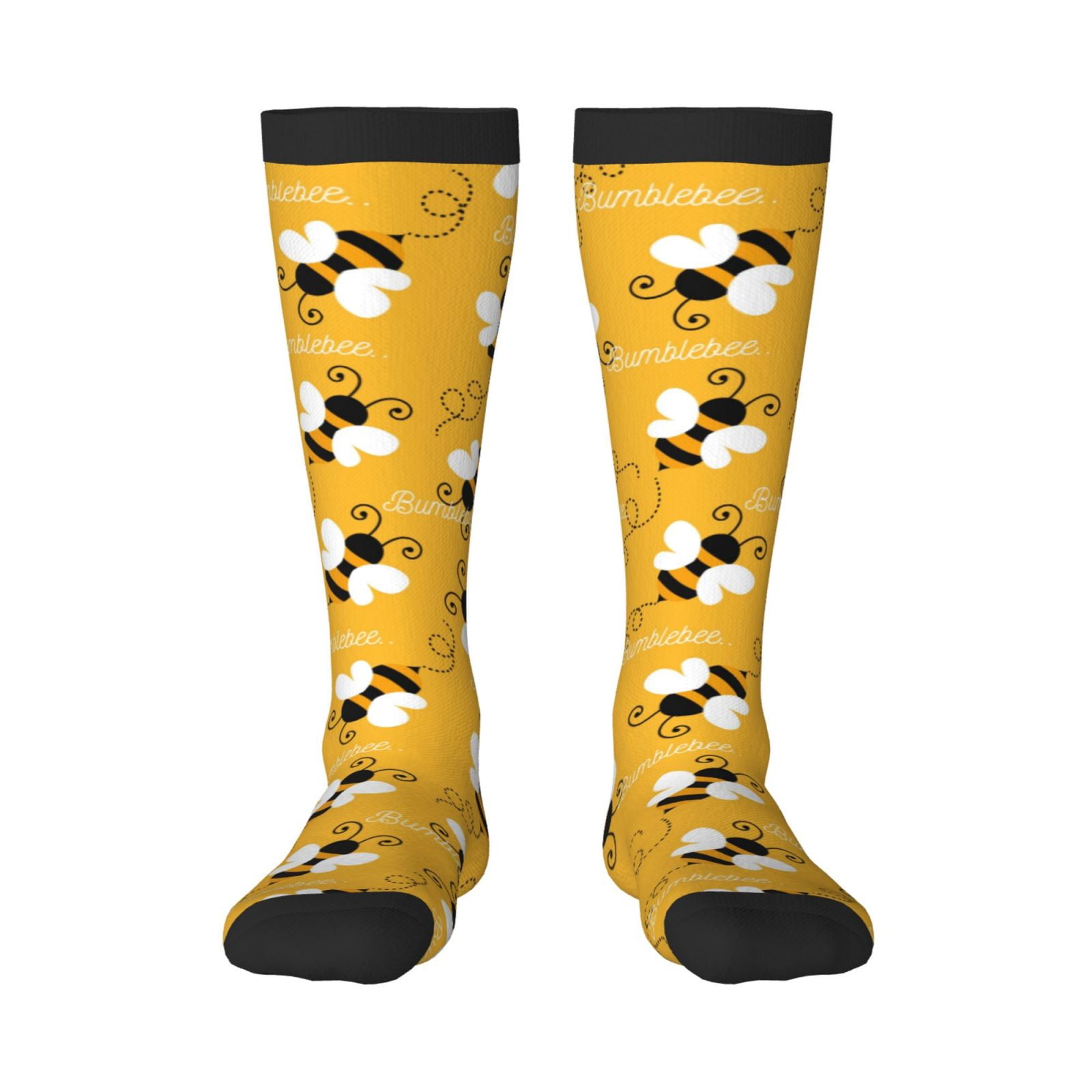 Easygdp Cute Bee Butterfly Yelllow Soccer Socks Sport Knee High Socks ...