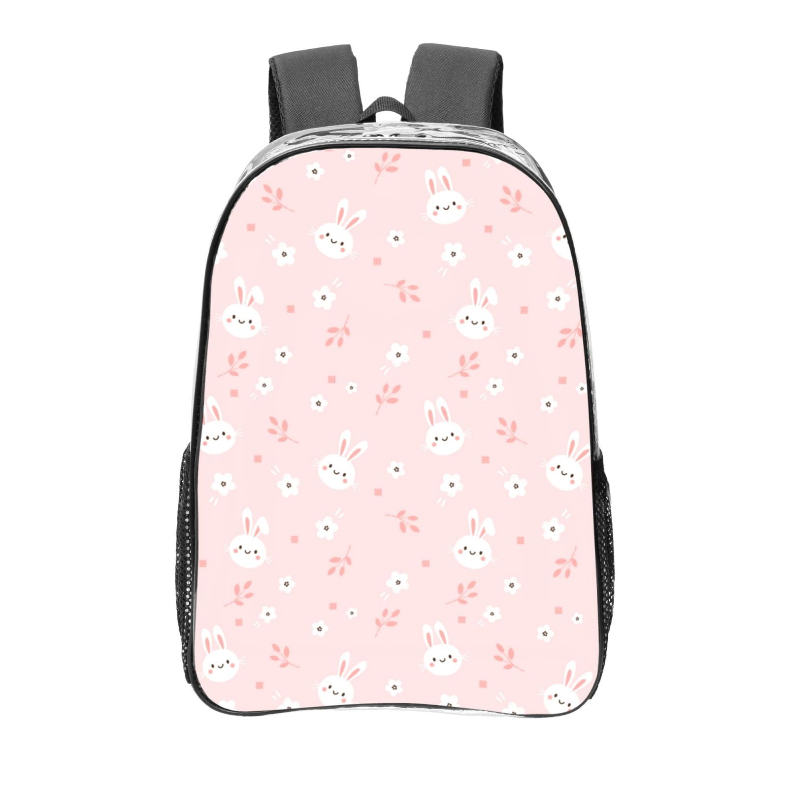 Easygdp Cute Bunny Clear Backpack, Transparent Bookbag for School for ...