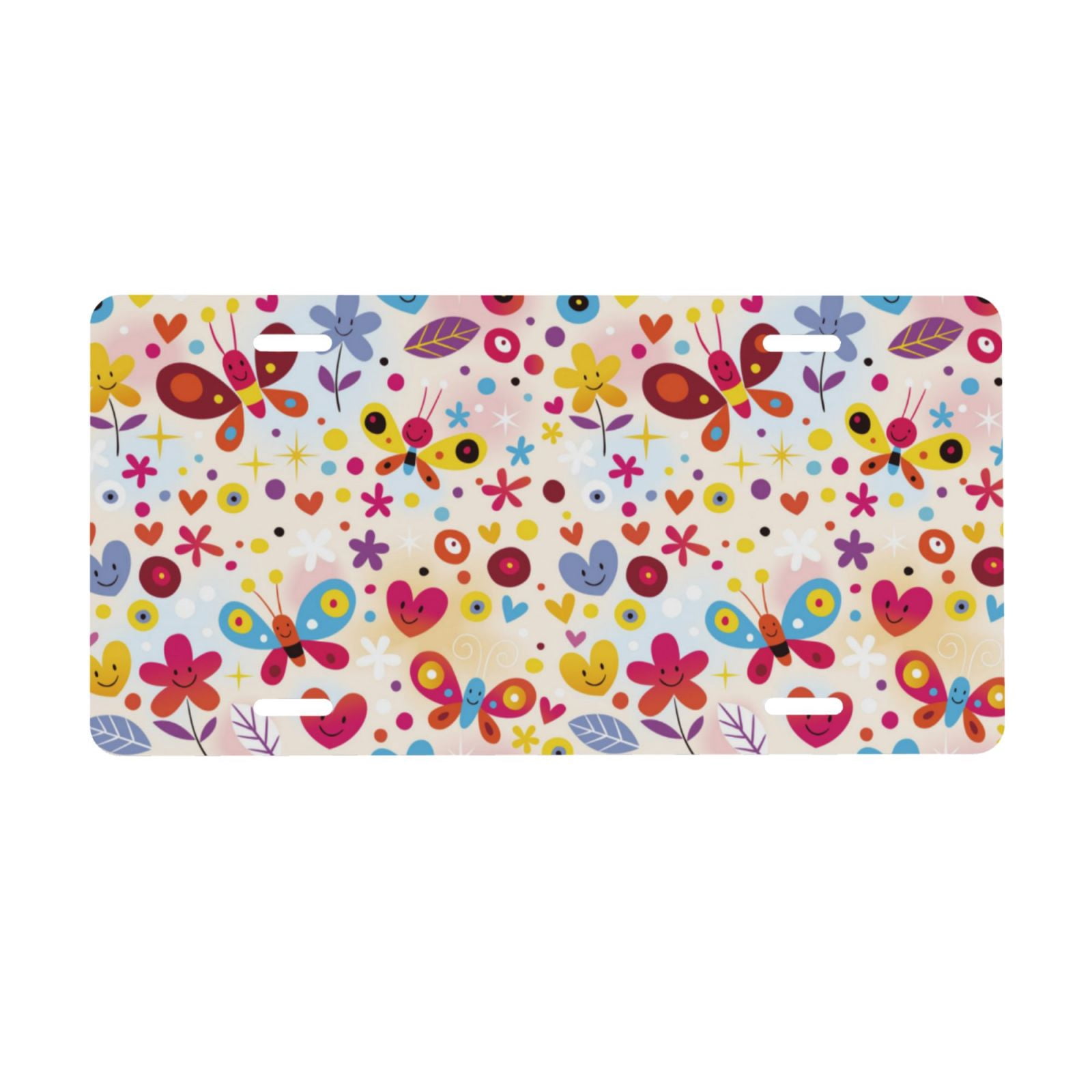 Easygdp Cute Butterfly Flowers License Plate Car Front License Plate ...