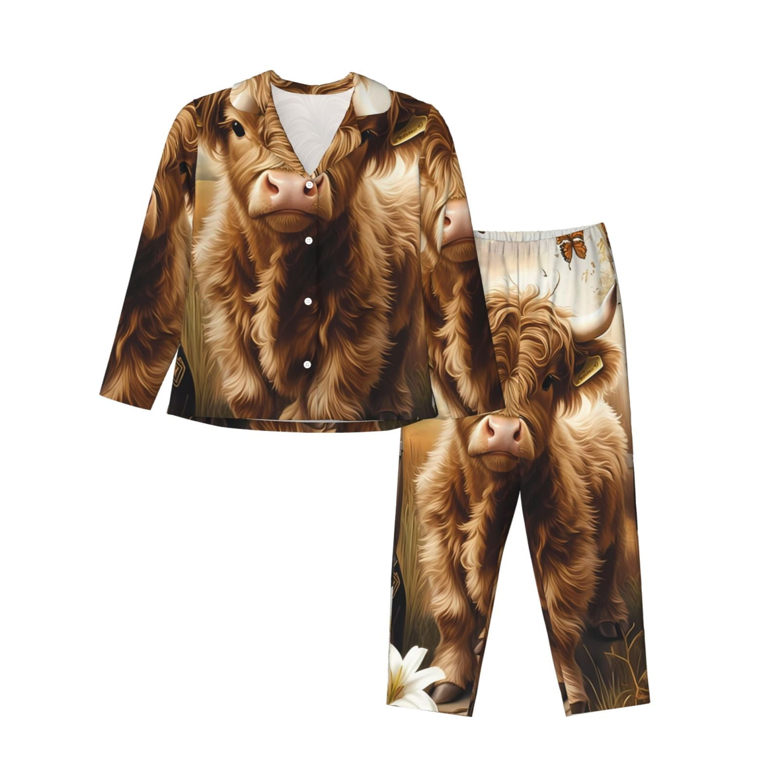 Easygdp Cute Calf Butterflies A Women's Long-Sleeve Shirt and Full ...