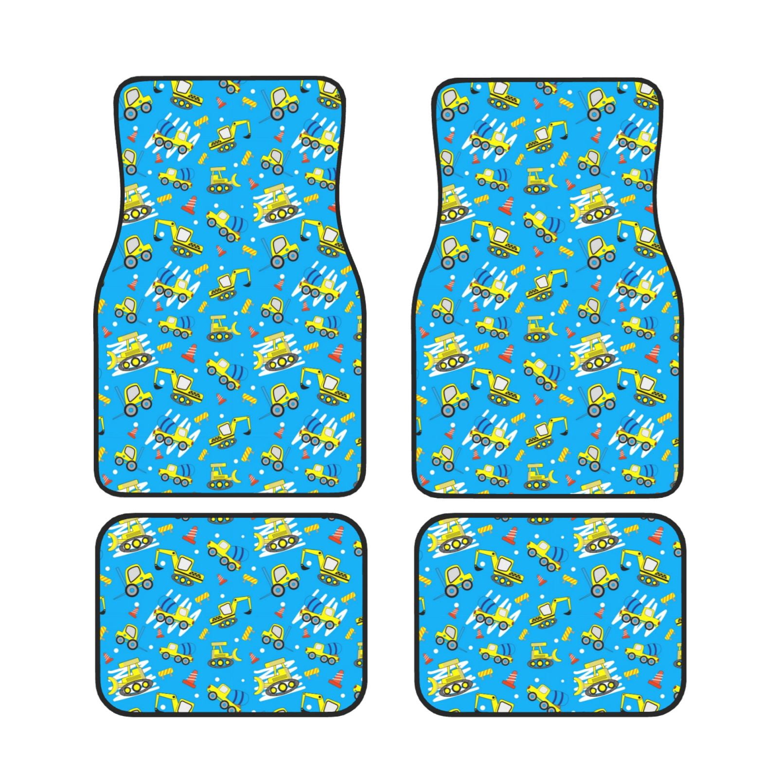 Easygdp Cute Car Cartoon Car Foot Mat Set of 4 Pieces, Anti-Slip ...