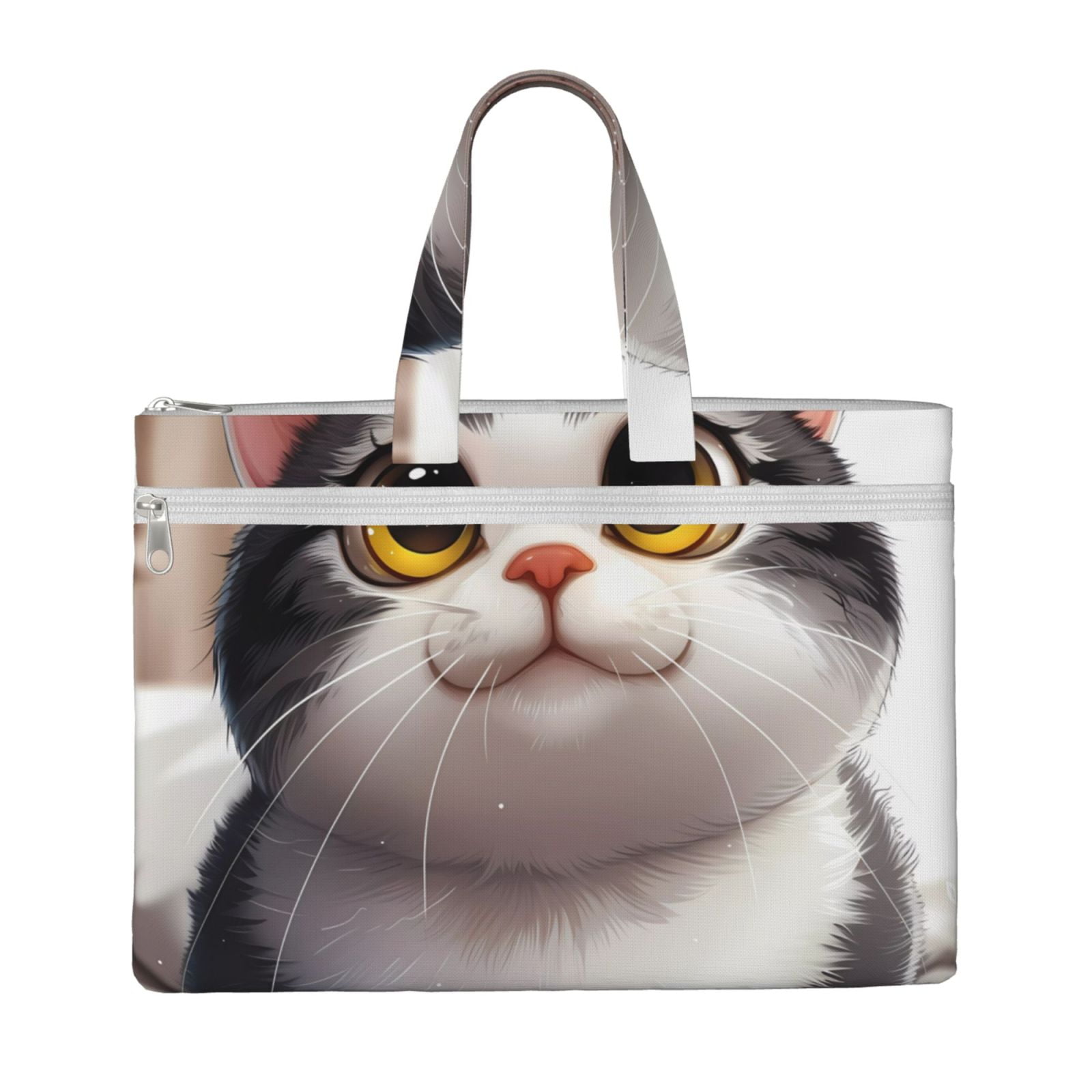 Easygdp Cute Cartoon Kitten Canvas Document Bag File Bag Handle ...