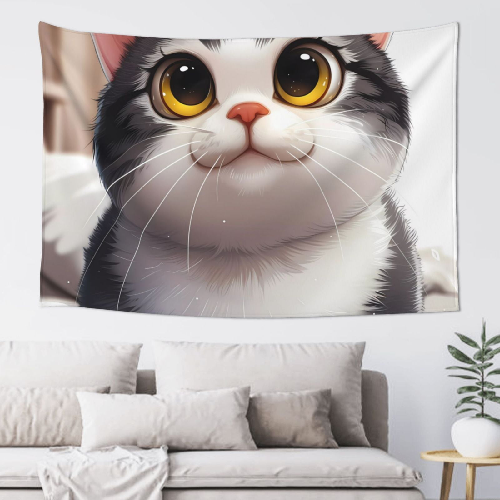 Easygdp Cute Cartoon Kitten Tapestry Wall Hanging, Wall Tapestries for ...