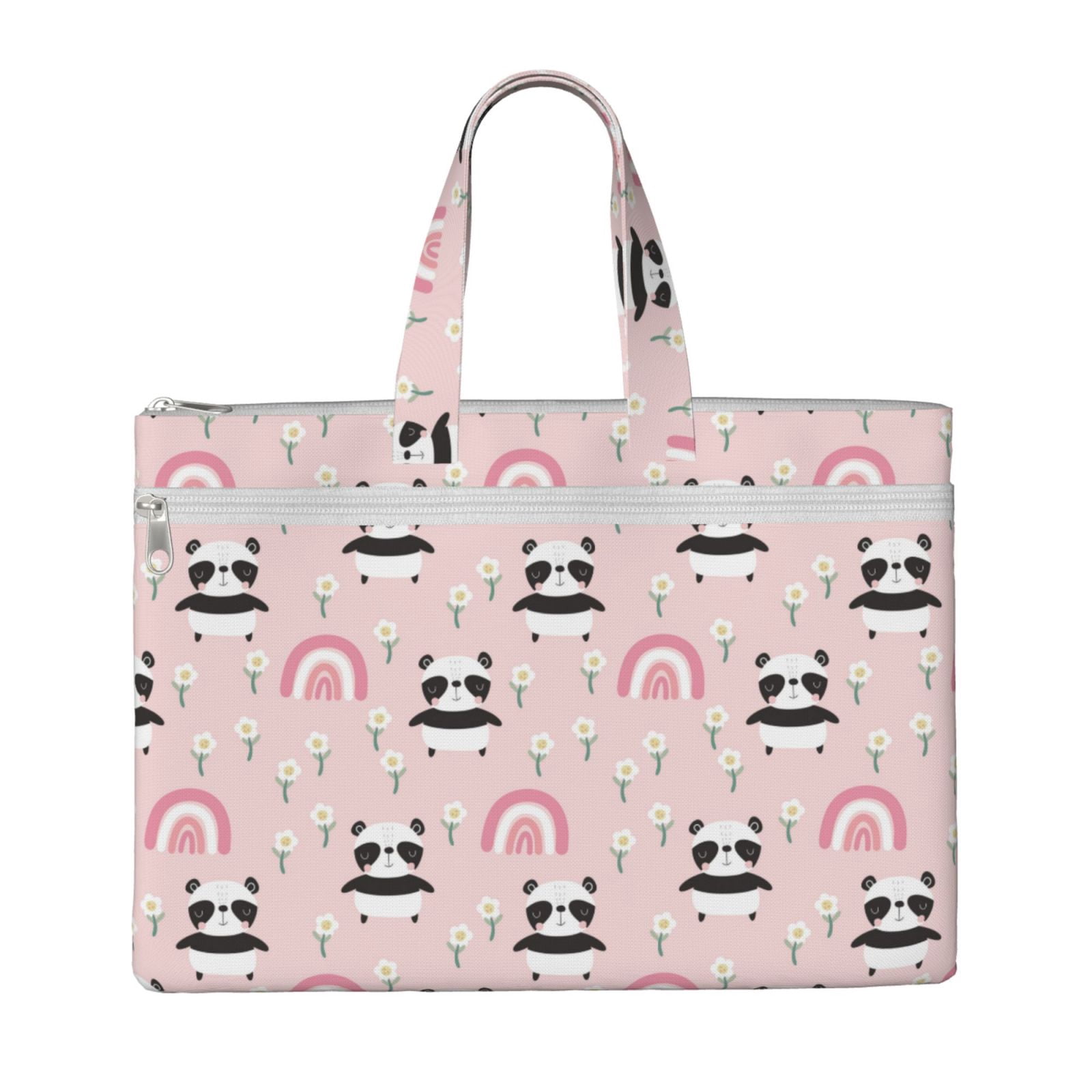 Easygdp Cute Cartoon Panda Canvas Document Bag File Bag Handle Business ...