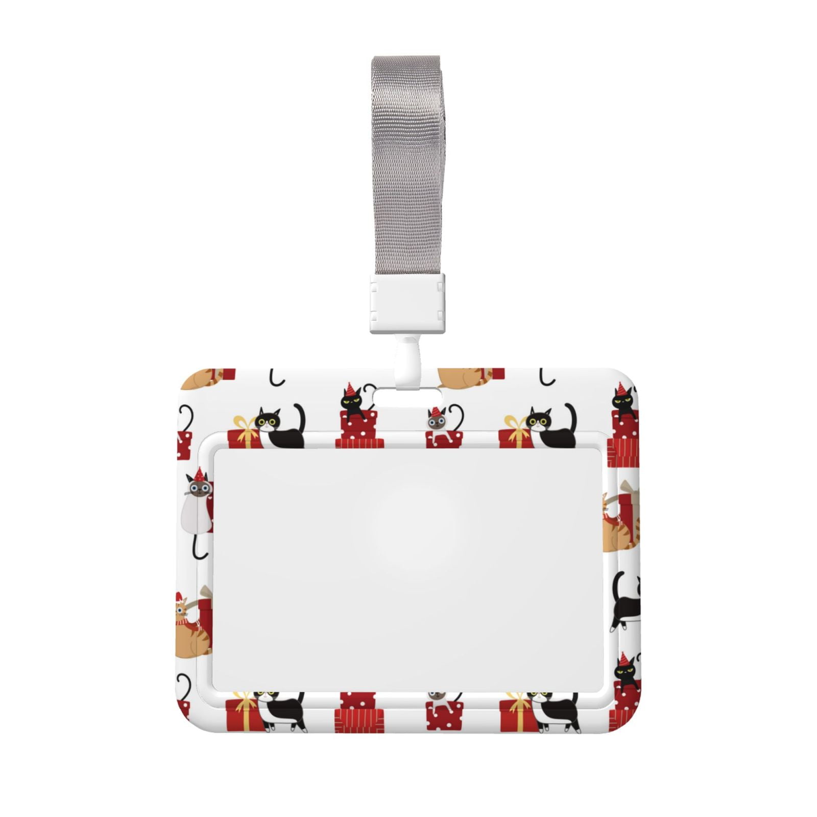 Easygdp Cute Cat And Christmas Gift Card Badge Holder Work Badge Sleeve ...