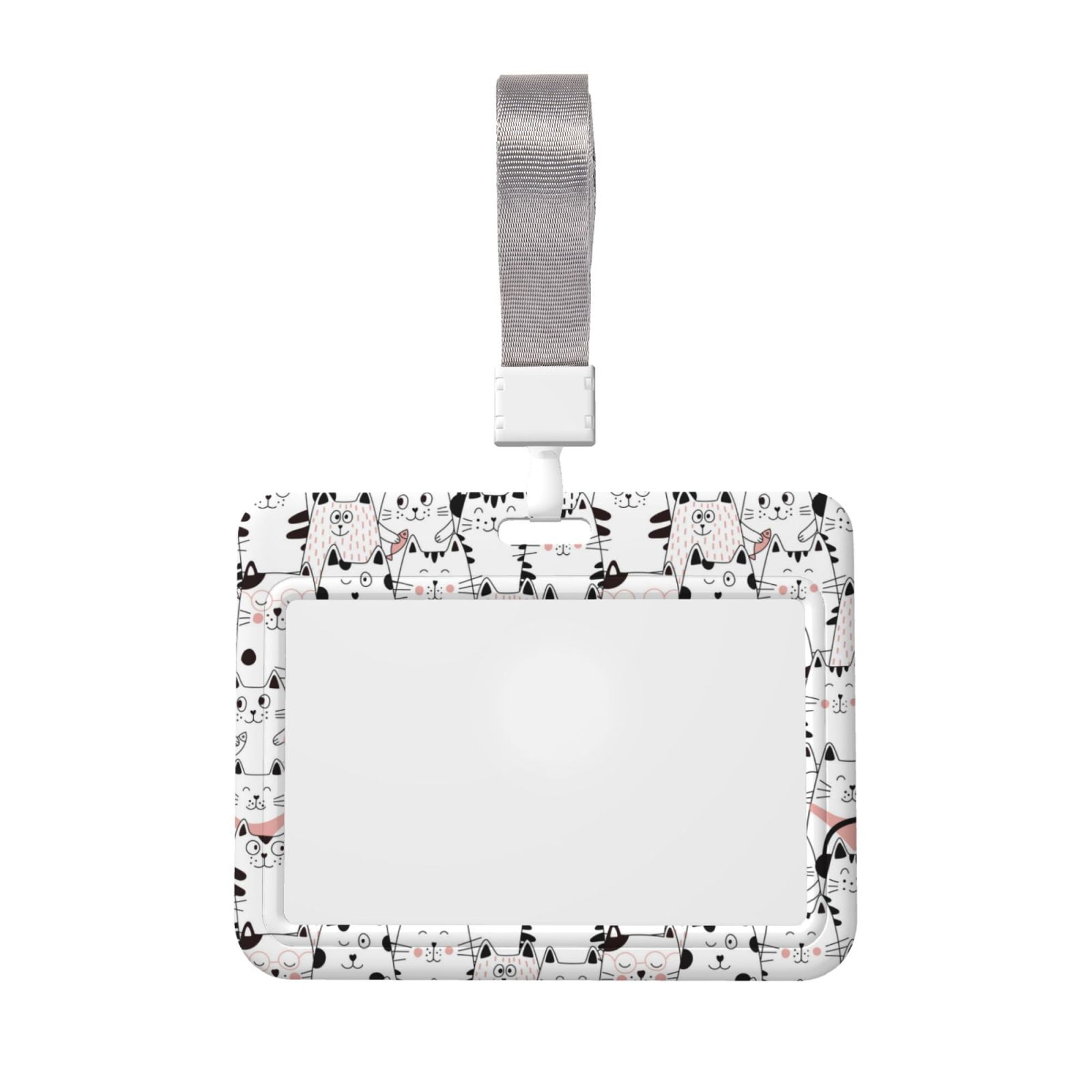 Easygdp Cute Cat Card Badge Holder Work Badge Sleeve for Office, School ...