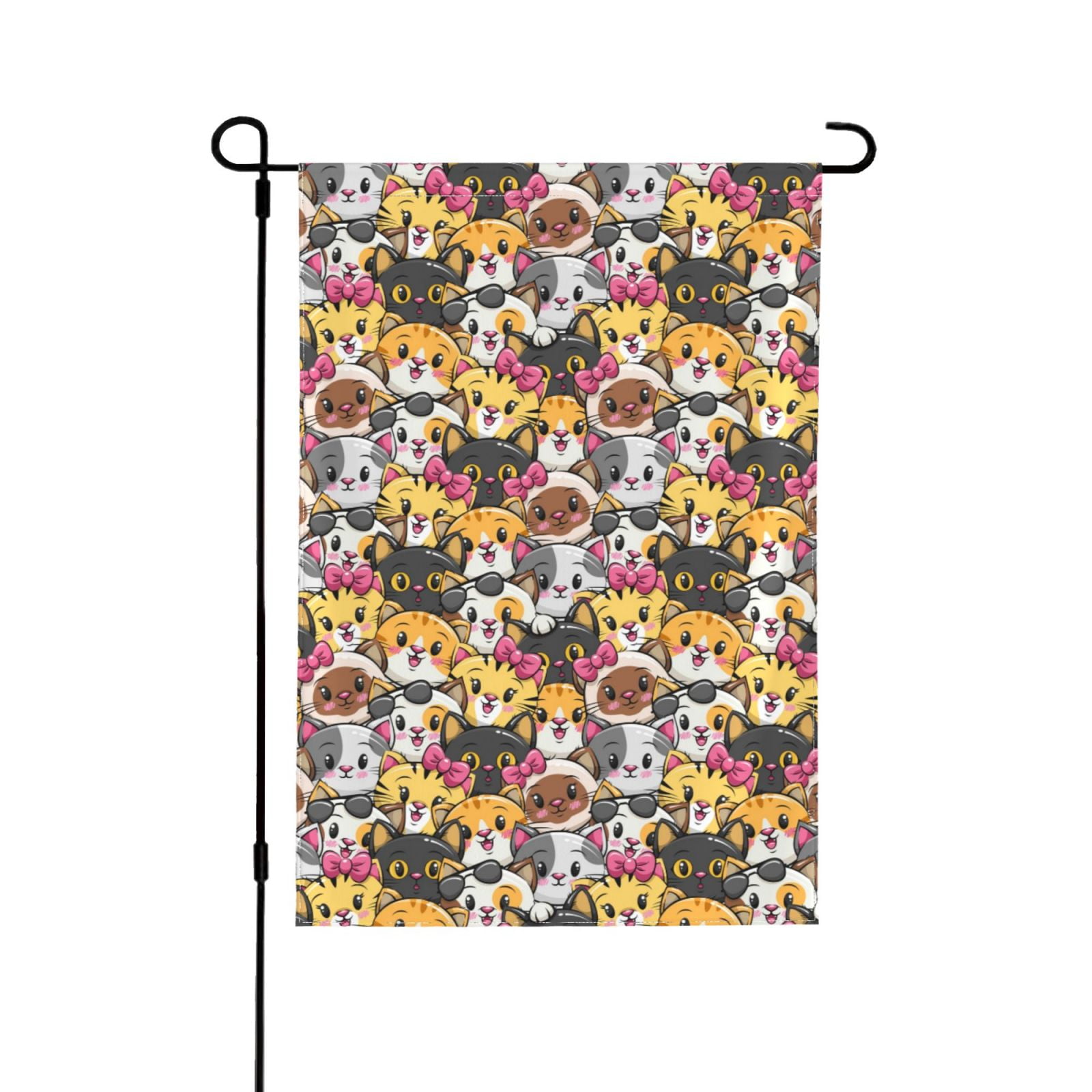 Easygdp Cute Cat Cartoon Garden Flag Yard Flag Welcome Flag, Double ...