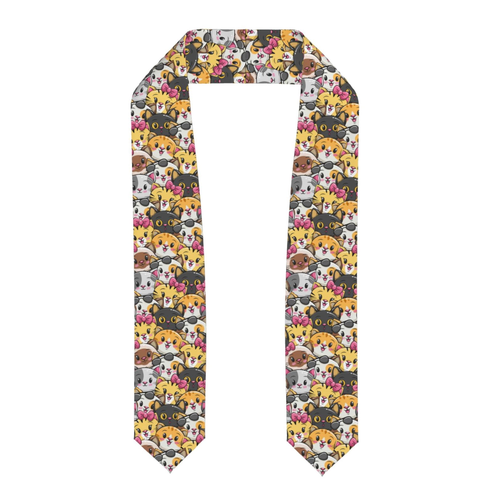 Easygdp Cute Cat Cartoon Unisex Adult Graduation Stole Shawl 36" Long ...