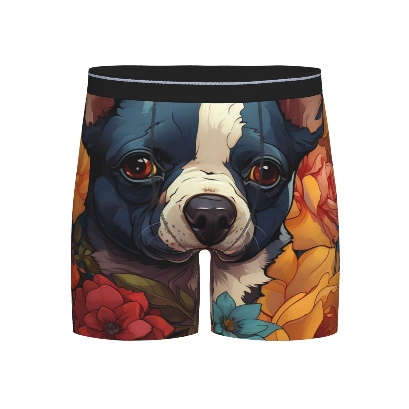 Easygdp Cute Colorful Flower French Bulldog Men's Boxer Briefs Men’s ...