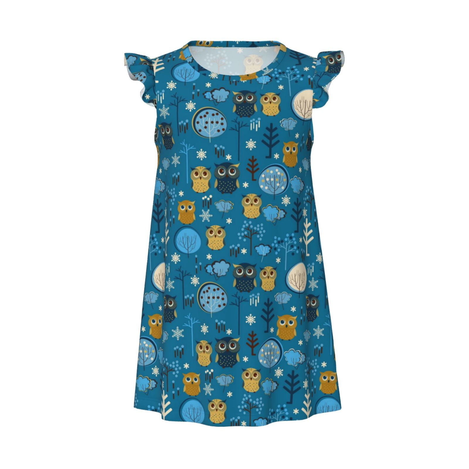 Easygdp Cute Colorful Owls And Trees Girls Pajamas Dress, Princess ...