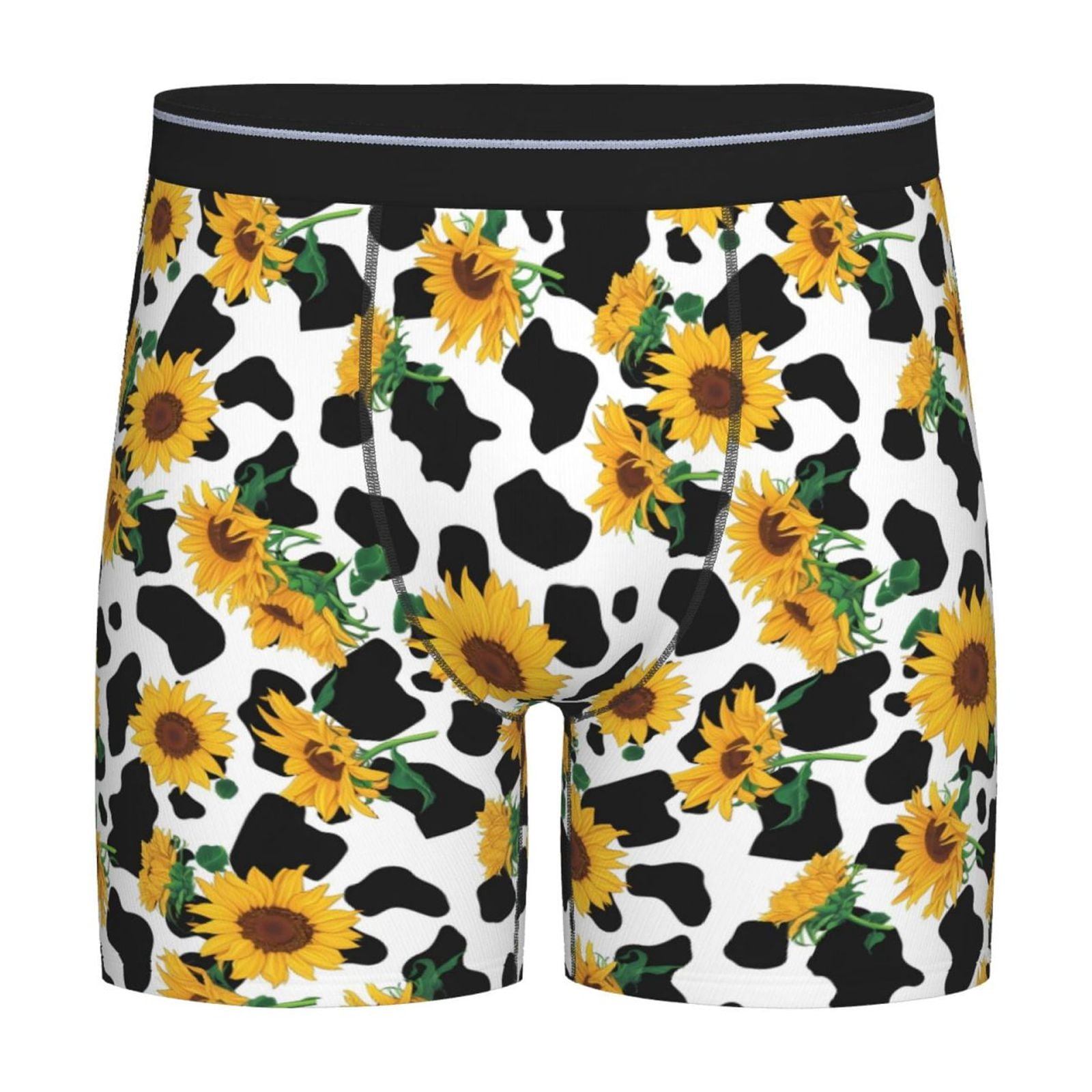 Easygdp Cute Cow Print Sunflower A Men's Boxer Briefs Men’s Underwear ...