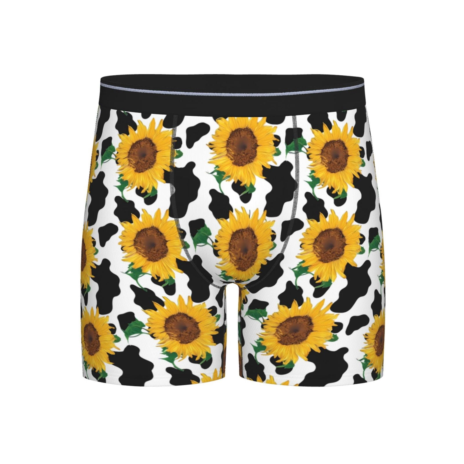 Easygdp Cute Cow Print Sunflower B Men's Boxer Briefs Men’s Underwear ...