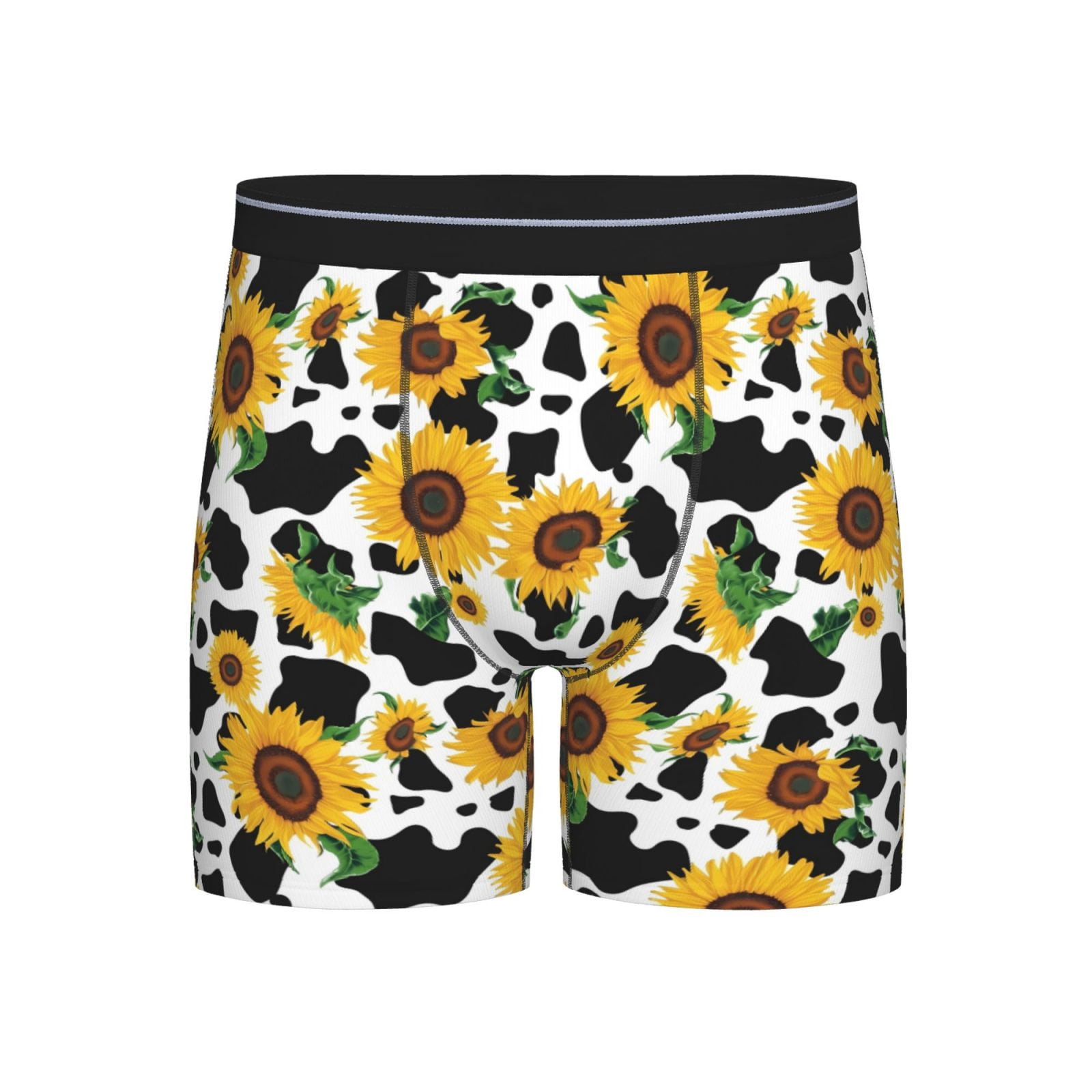 Easygdp Cute Cow Print Sunflower D Men's Boxer Briefs Men’s Underwear ...