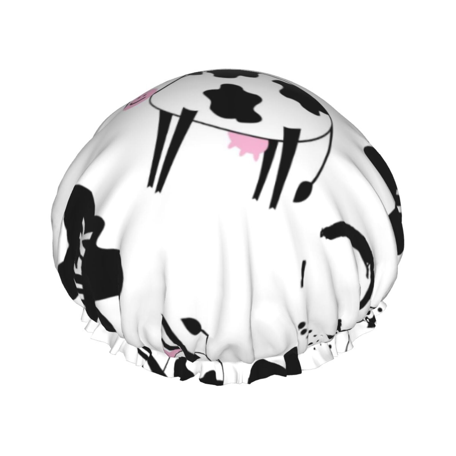 Easygdp Cute Cow and Milk Stains Shower Caps for Women, Double ...