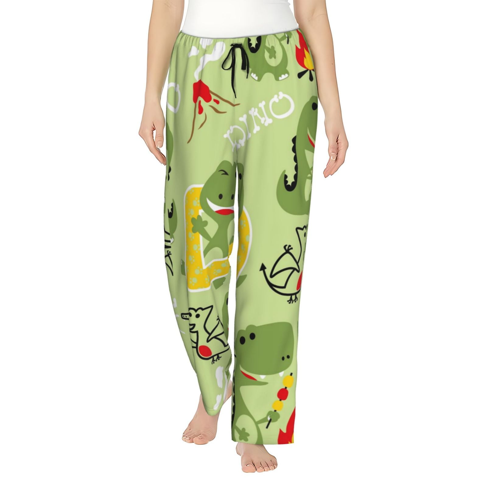 Easygdp Cute Dinosaurs Cartoon Women's Drawstring Pajama Pants | Lounge ...