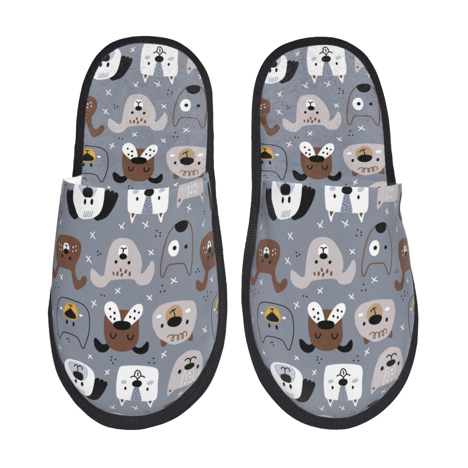 Easygdp Cute Dog Faces Slippers Fuzzy House Slippers, Cozy Slippers for ...