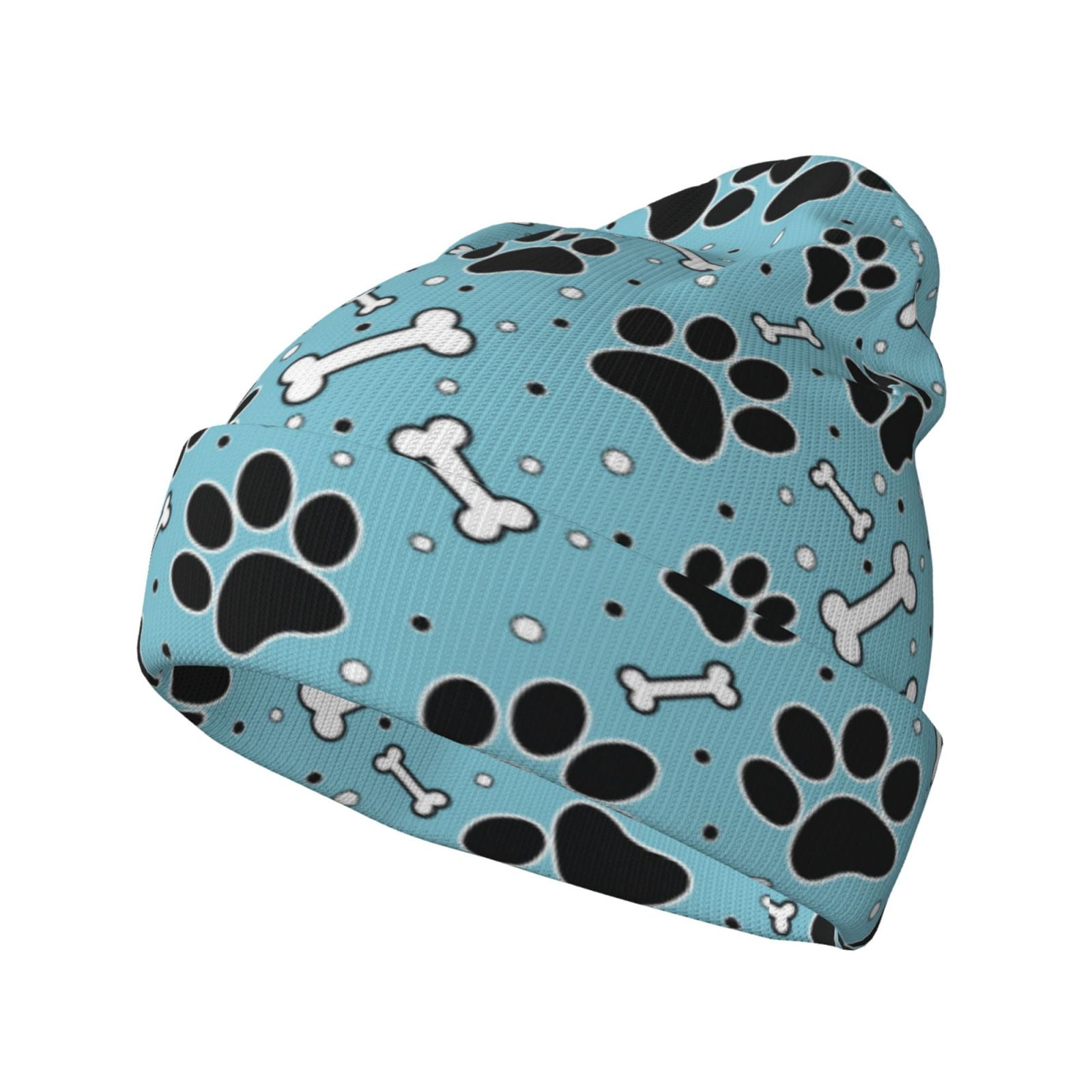 Easygdp Cute Dog Footprints Winter Beanie for Men Women Beanie Knit Hat ...