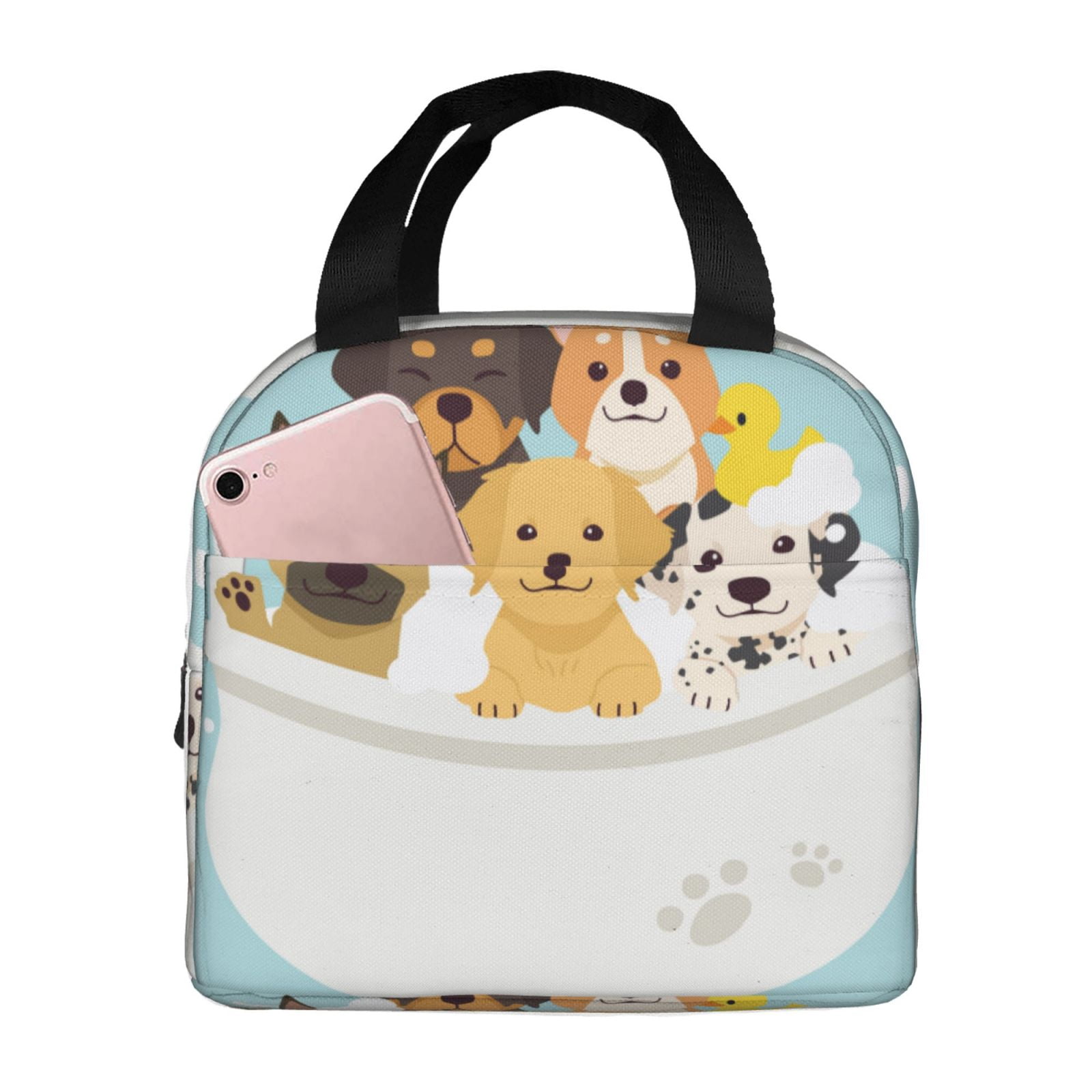 Easygdp Cute Dog In Bathtub Premium Insulated Lunch Bag - Waterproof ...