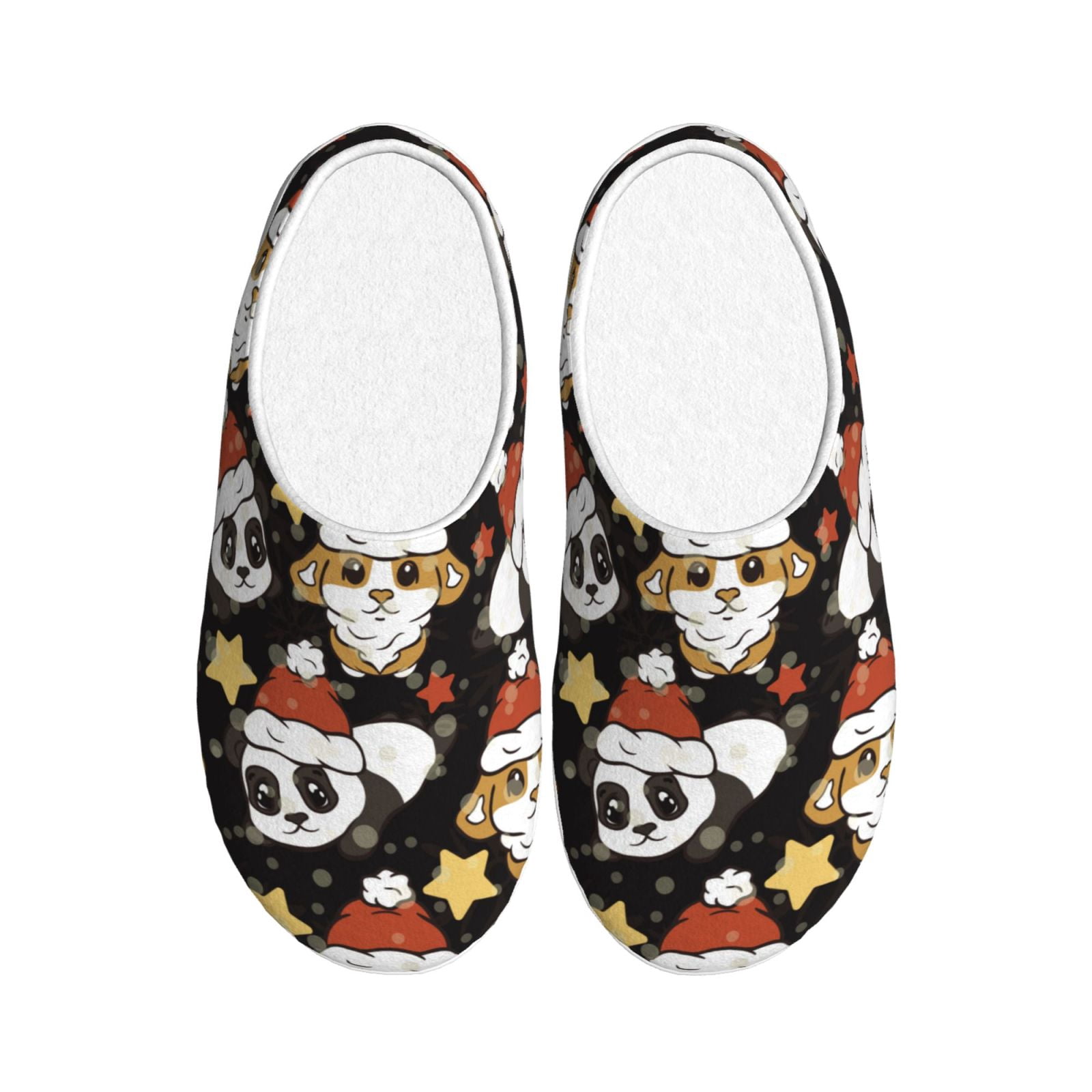 Easygdp Cute Dog Panda Slippers for Women Mens Winter Warm Home ...
