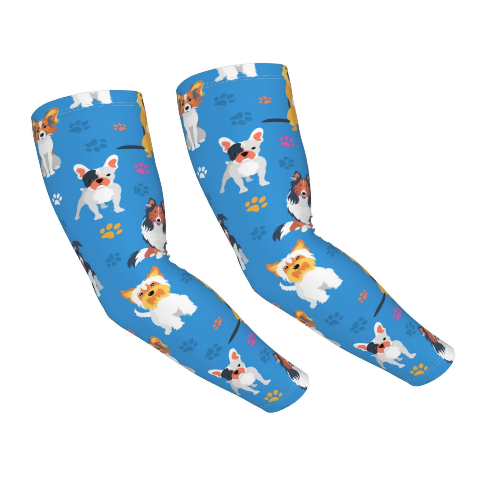 Easygdp Cute Dogs Adult Ice Silk Sunscreen Arm Cover with Thumbhole ...