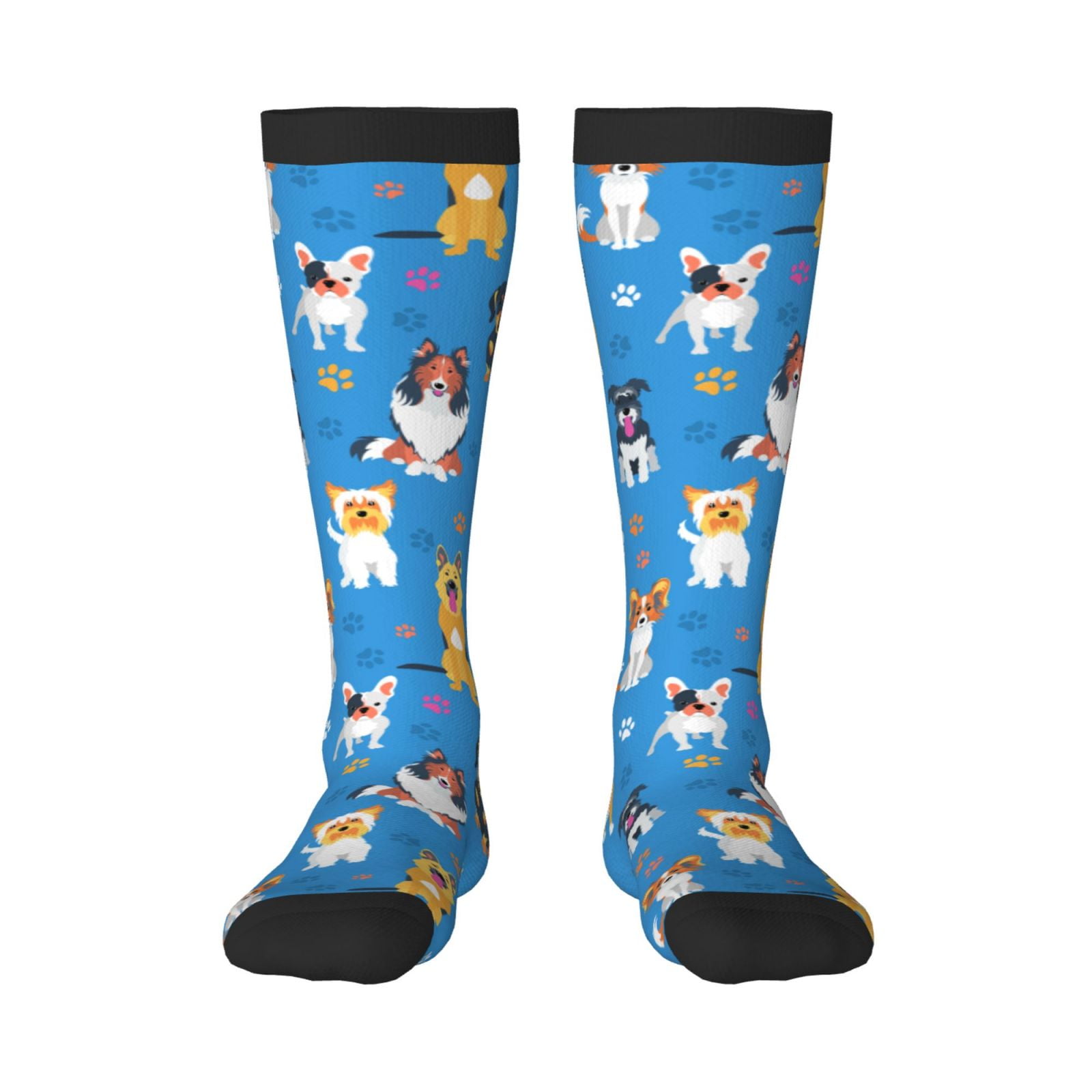 Easygdp Cute Dogs Soccer Socks Sport Knee High Socks Calf Compression ...