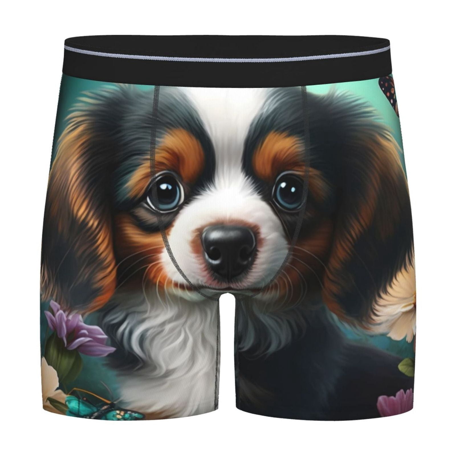Easygdp Cute Flower Puppy Butterfly Men's Boxer Briefs Men’s Underwear ...