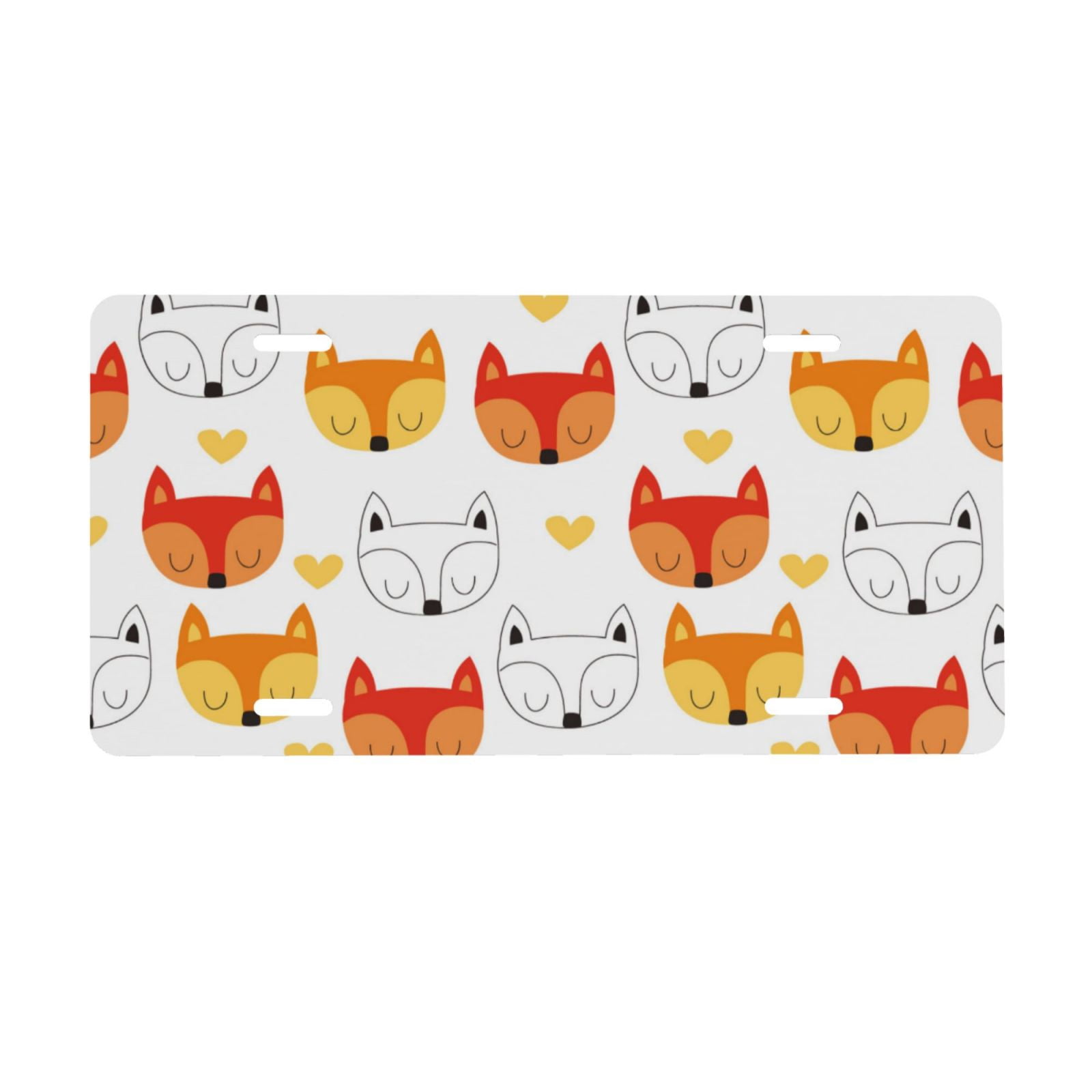Easygdp Cute Fox with Heart License Plate Car Front License Plate Car ...