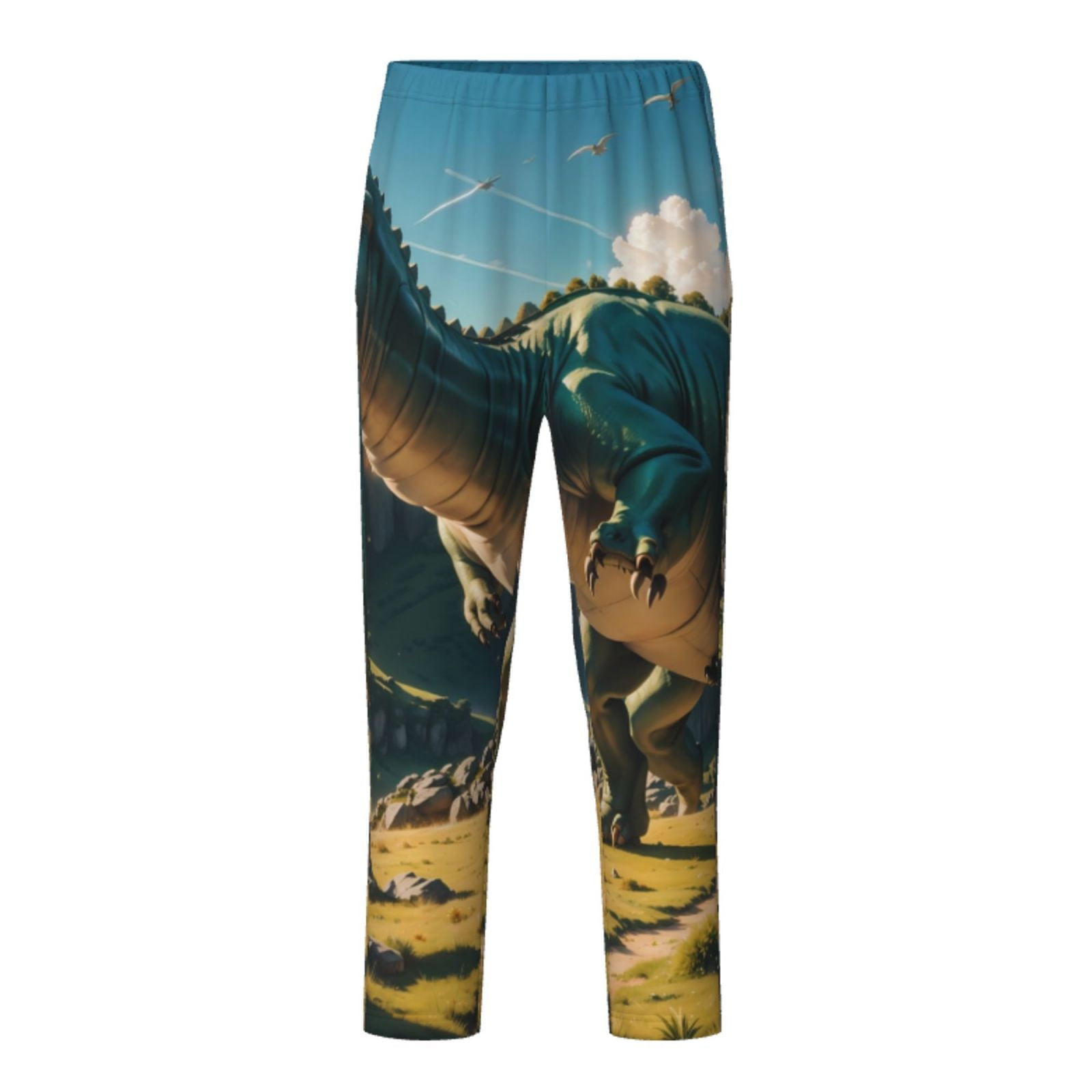 Easygdp Cute Green Dinosaur Blue Sky Boys Girls Pajama Pants Long Sleep ...