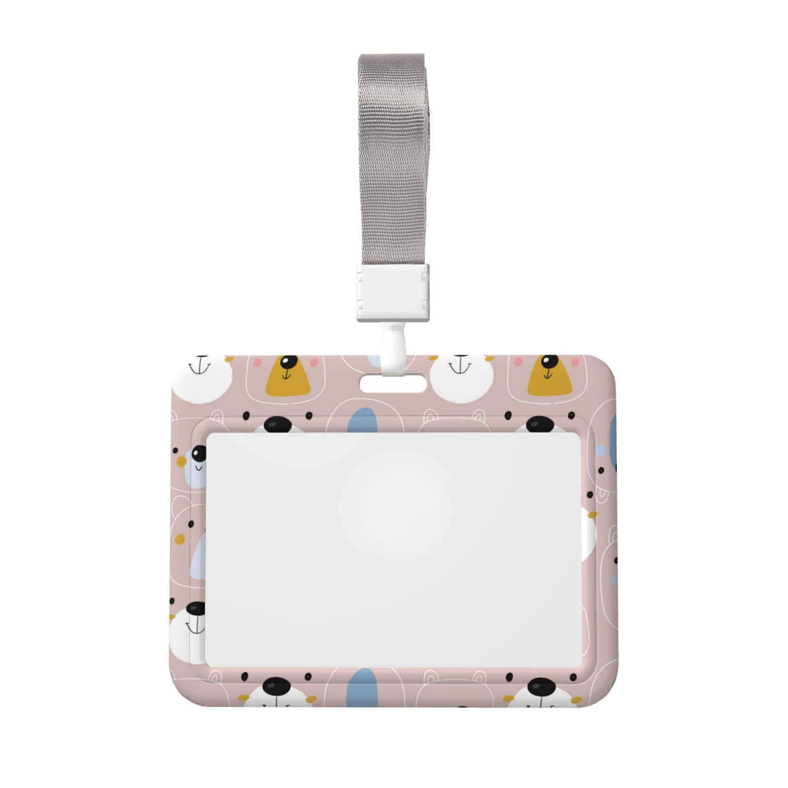 Easygdp Cute Hand Drawn Bear Card Badge Holder Work Badge Sleeve for ...