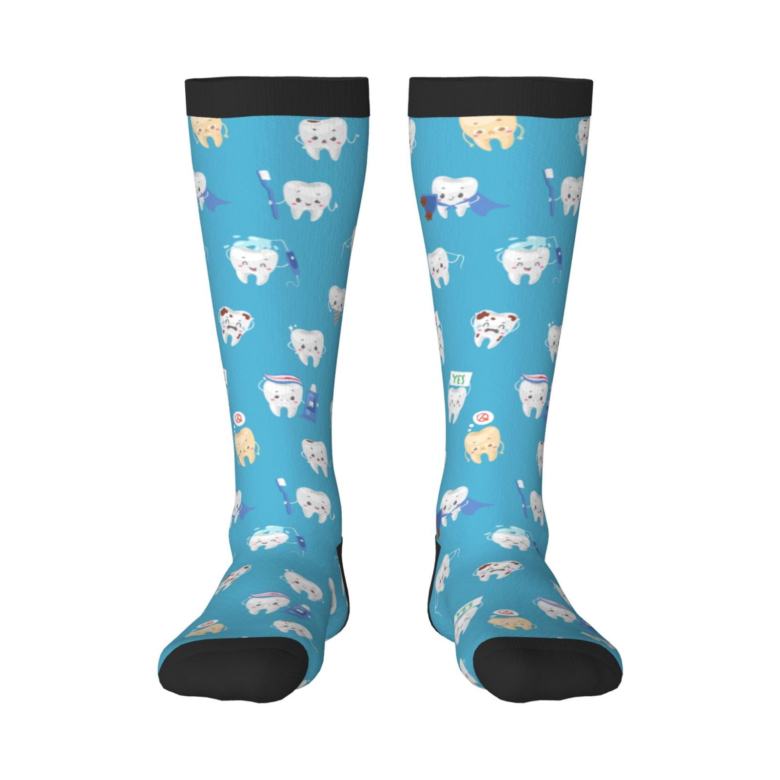 Easygdp Cute Healthy Teeth Soccer Socks Sport Knee High Socks Calf ...