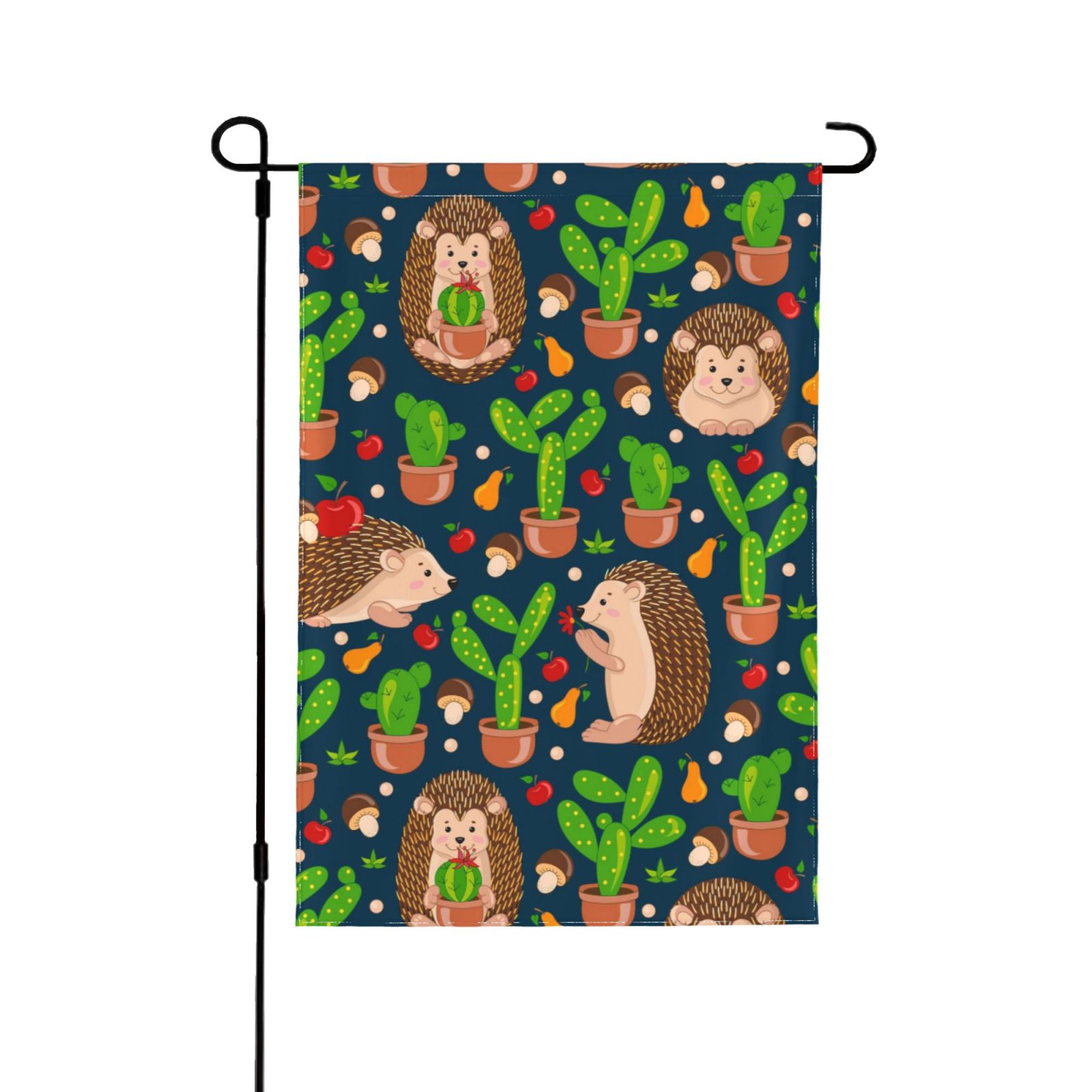 Easygdp Cute Hedgehogs Cactus Blue Garden Flag Yard Flag Welcome Flag ...