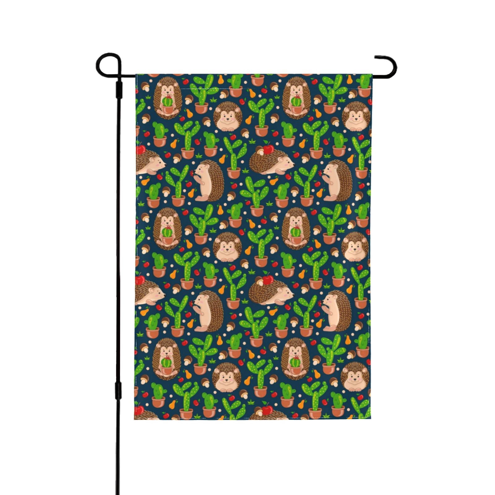 Easygdp Cute Hedgehogs Cactus Blue Garden Flag Yard Flag Welcome Flag ...