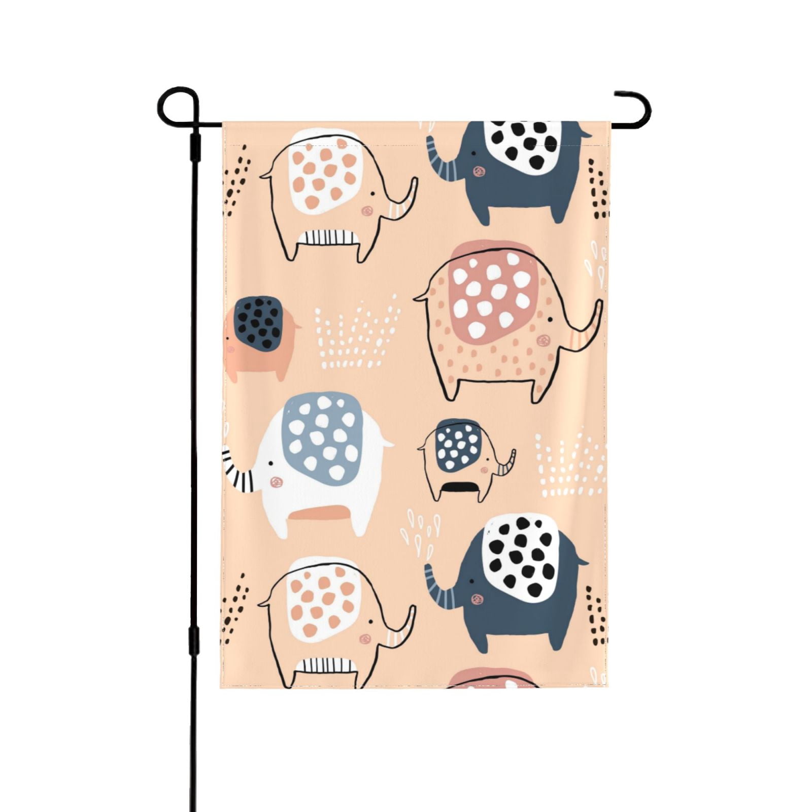 Easygdp Cute Ink Drawn Elephants Garden Flag Yard Flag Welcome Flag ...