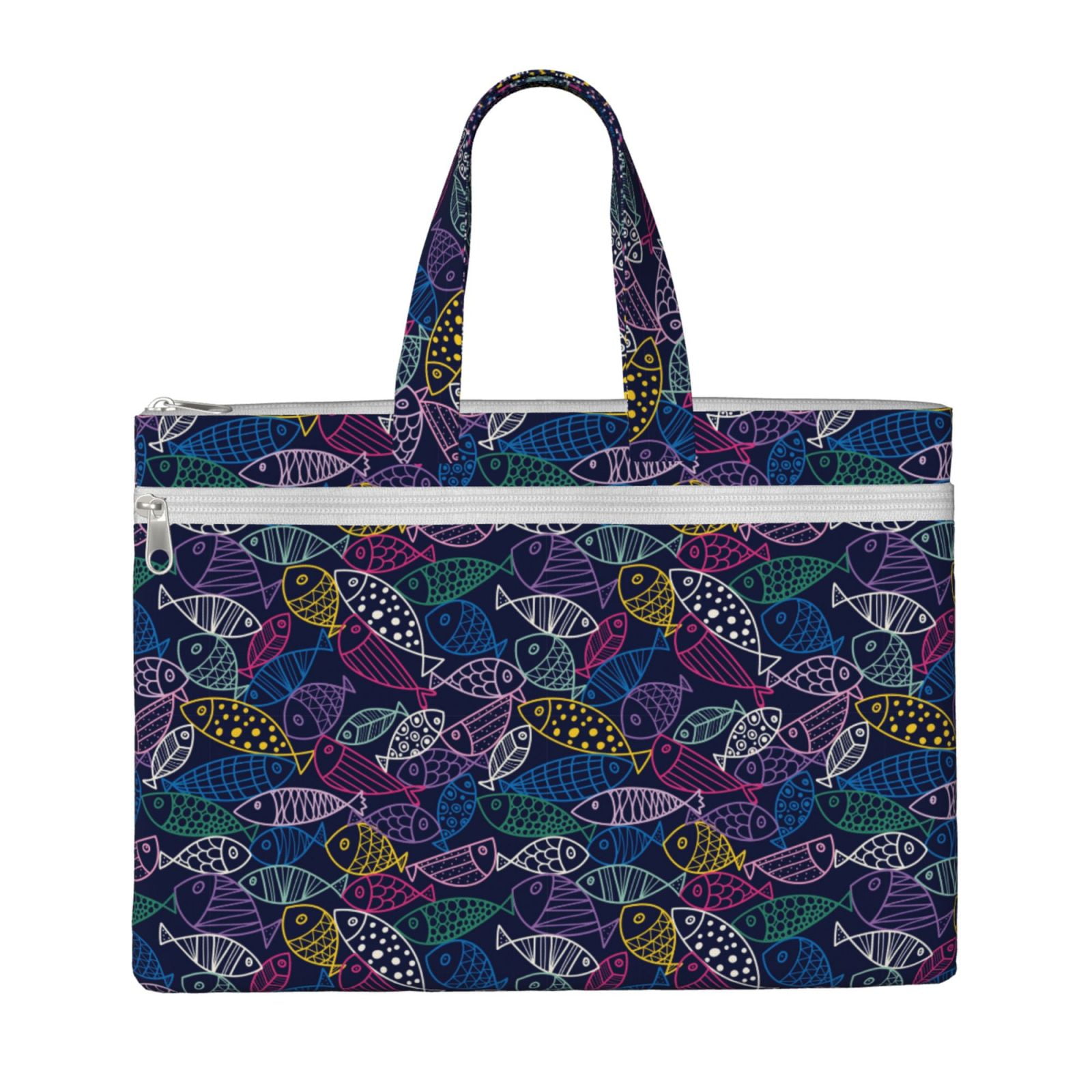 Easygdp Cute Line Fish Canvas Document Bag File Bag Handle Business ...