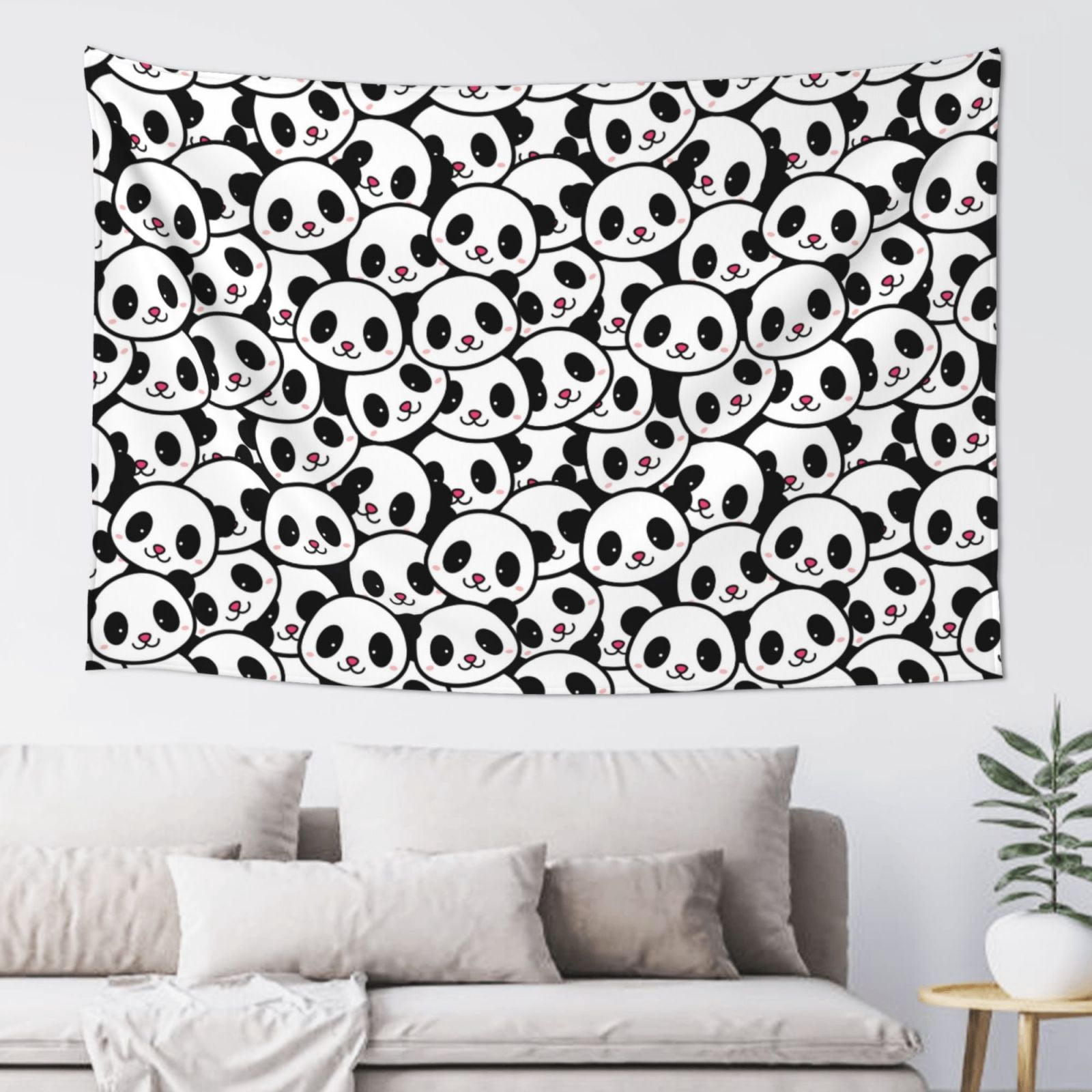 Easygdp Cute Panda Face Tapestry Wall Hanging, Wall Tapestries for ...