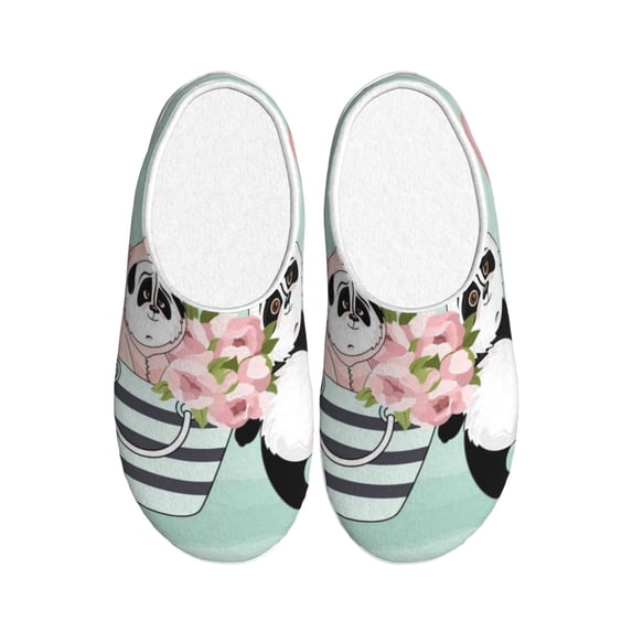Easygdp Cute Panda Slippers for Women Mens Winter Warm Home Slippers ...
