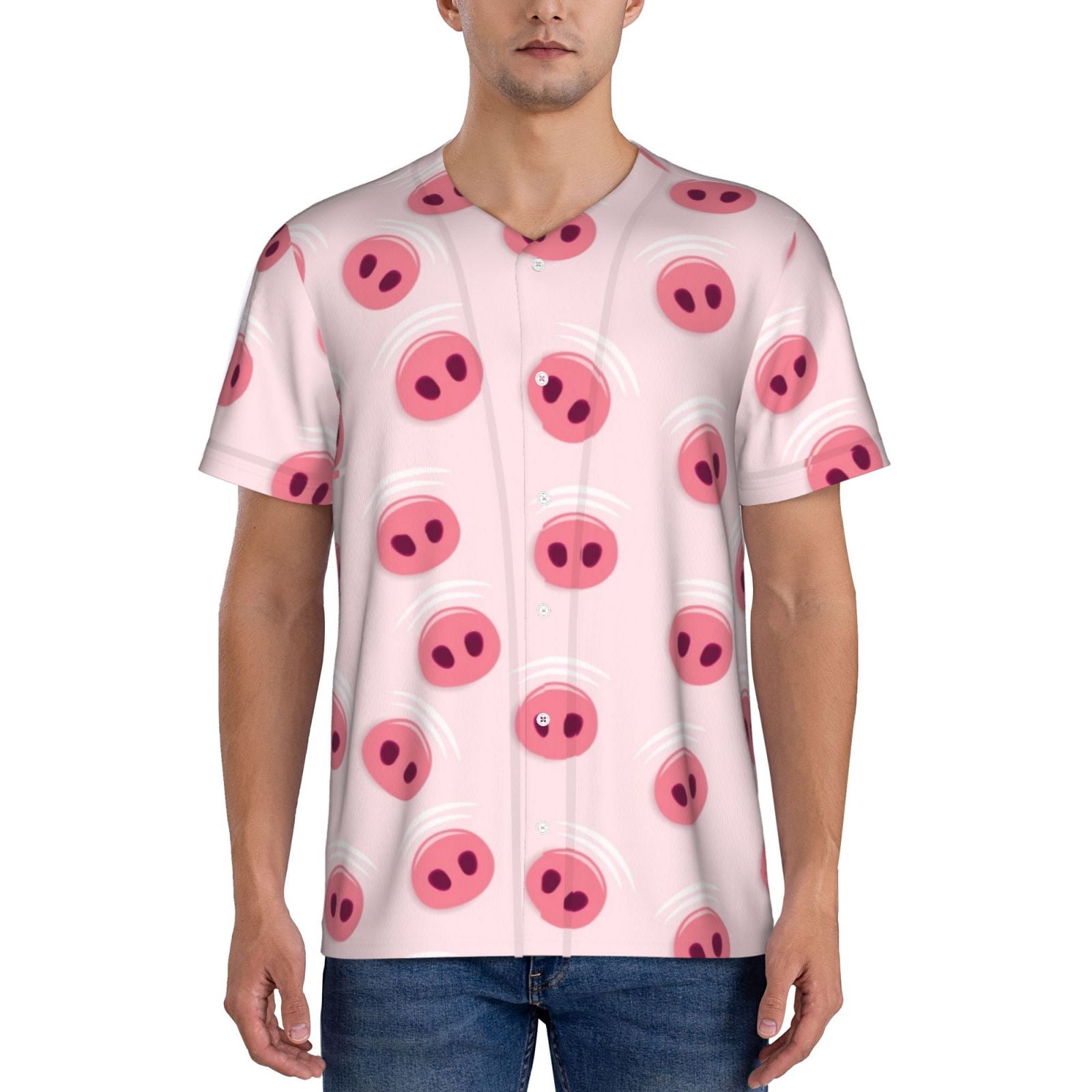 Easygdp Cute Pig Nose Mens T-Shirts Baseball Vintage Fashionable ...