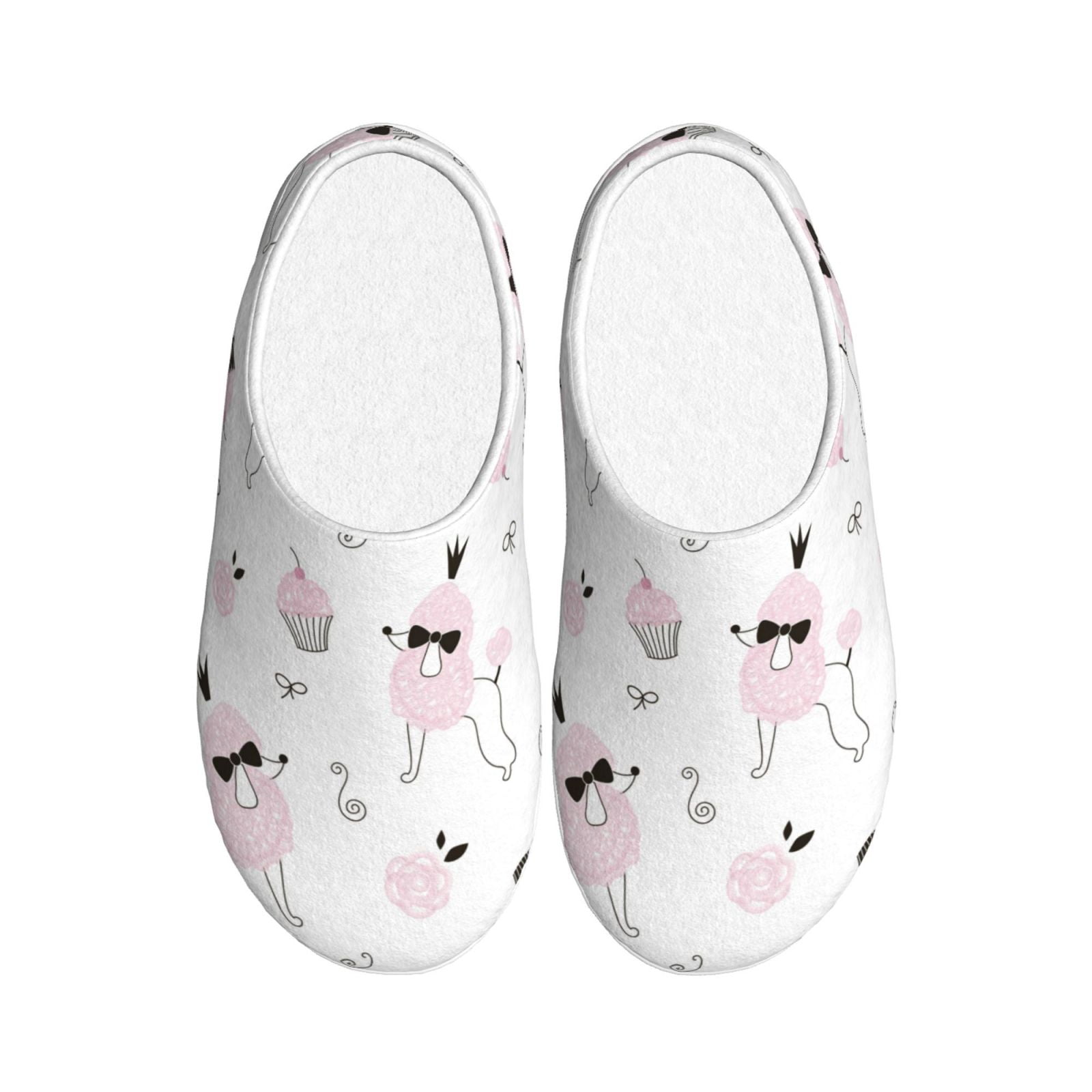 Easygdp Cute Poodle Dog Slippers for Women Mens Winter Warm Home ...