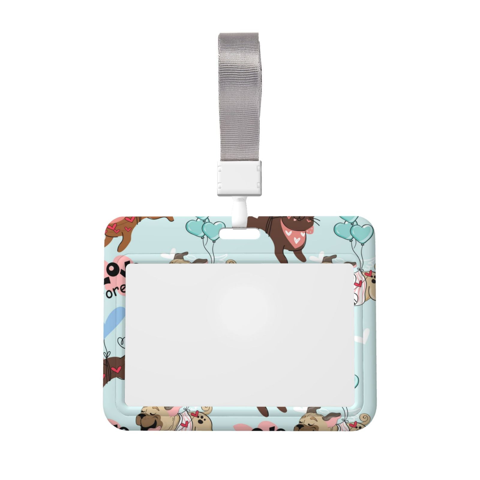 Easygdp Cute Pug Dogs Card Badge Holder Work Badge Sleeve for Office ...