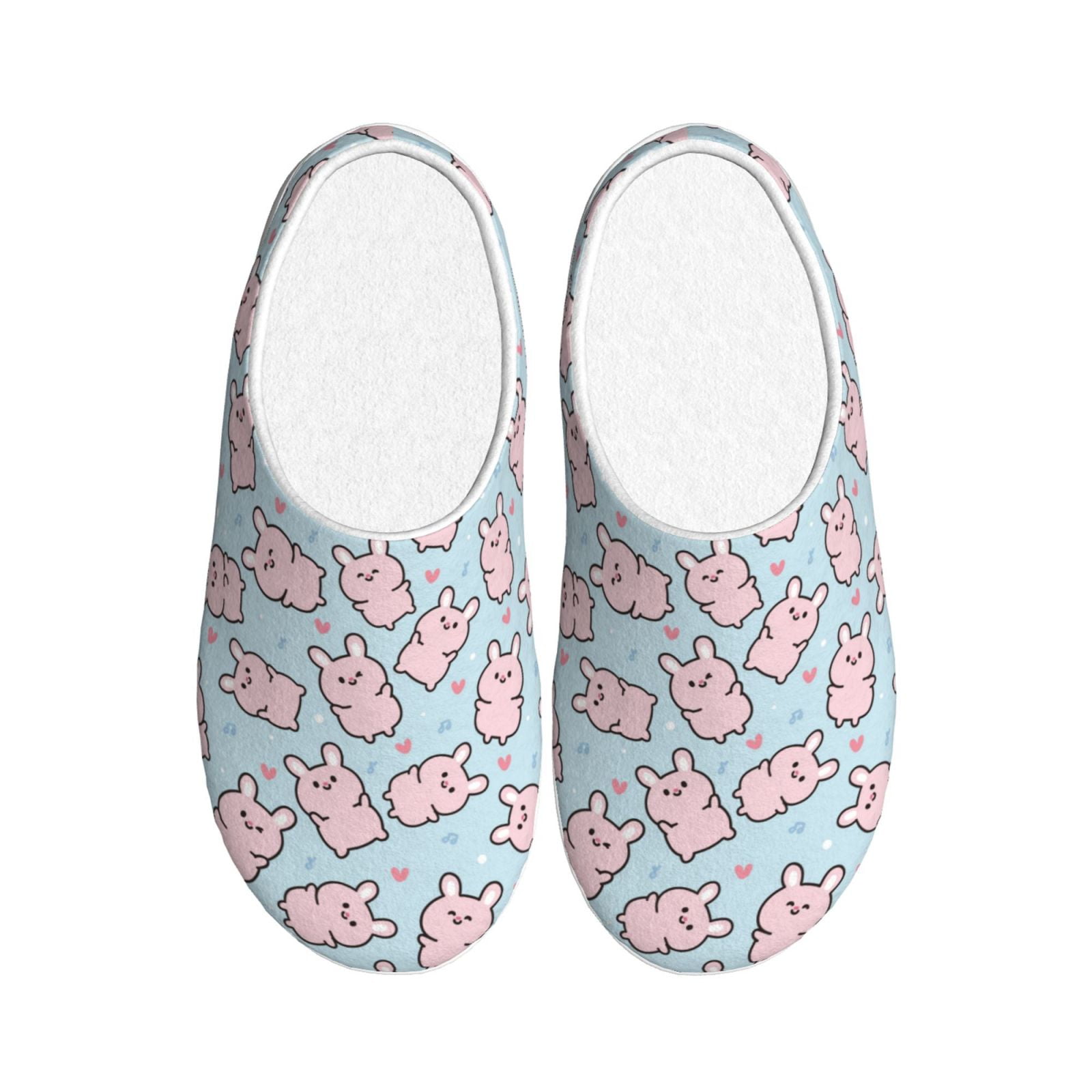 Easygdp Cute Rabbit Slippers for Women Mens Winter Warm Home Slippers ...