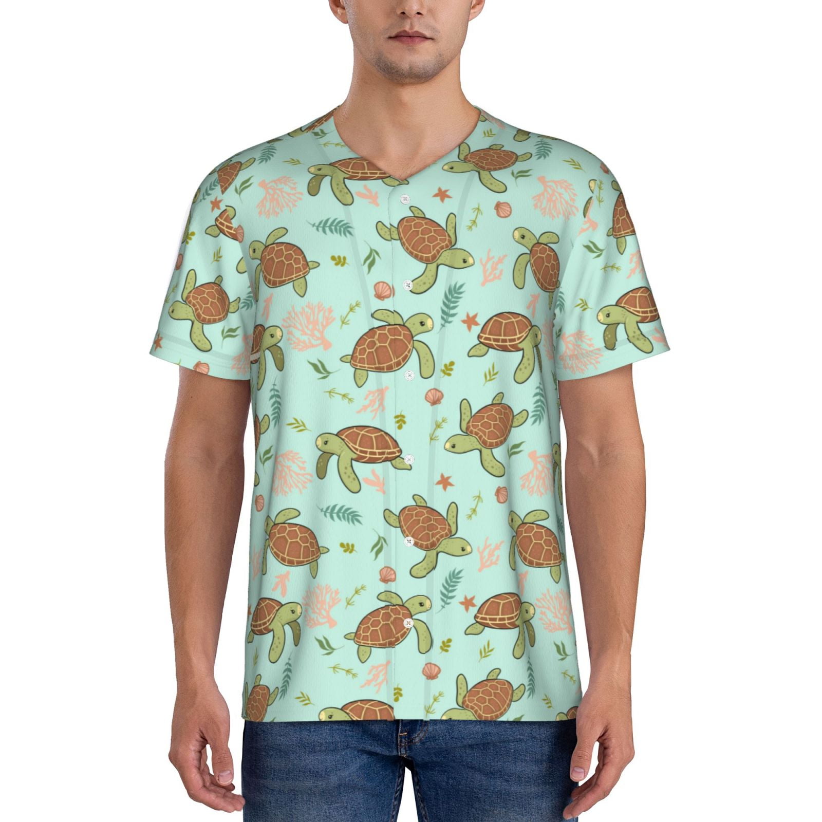 Easygdp Cute Sea Turtles Mens T-Shirts Baseball Vintage Fashionable ...