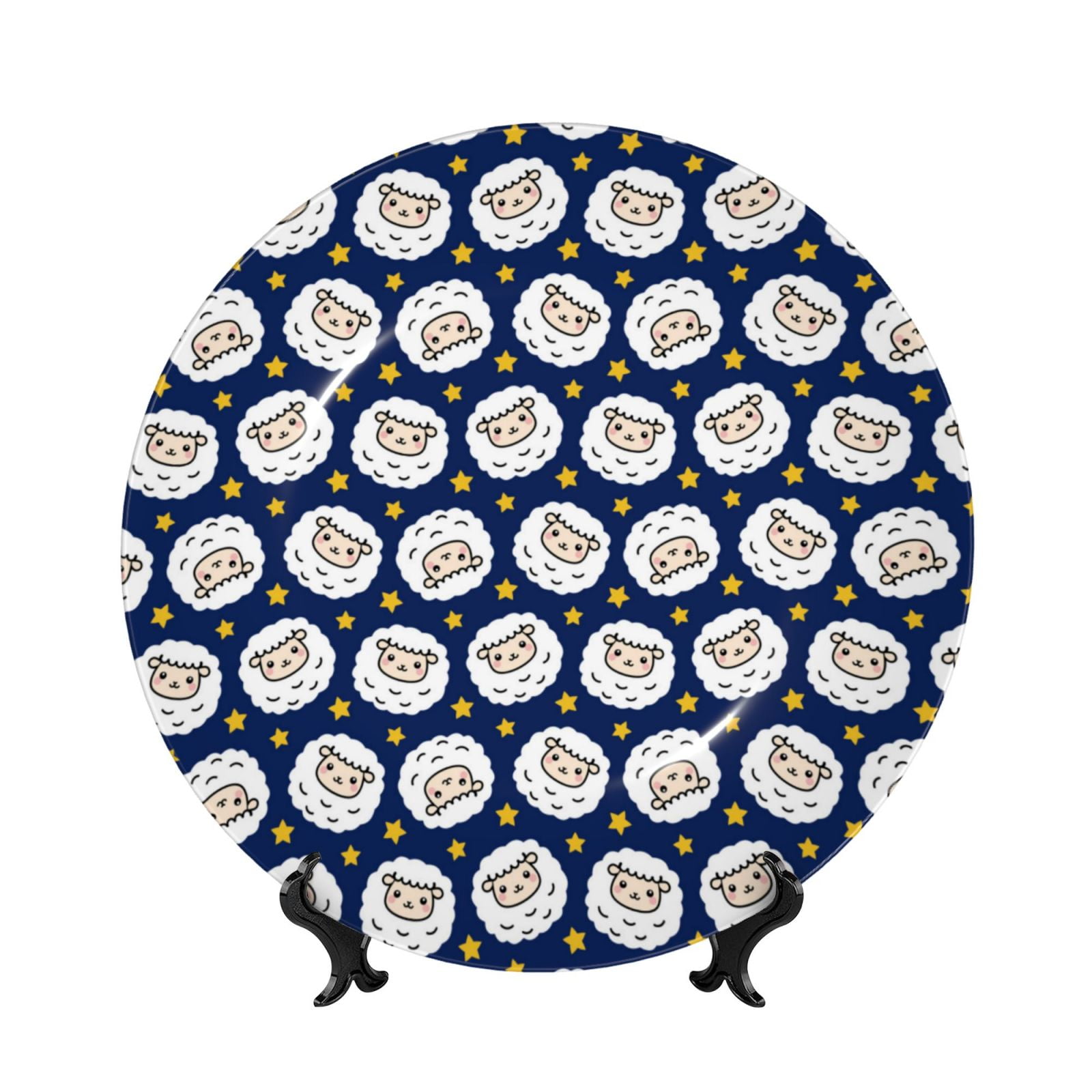 Easygdp Cute Sheep With Star Bone China Decorative Plate Ceramic Dinner ...