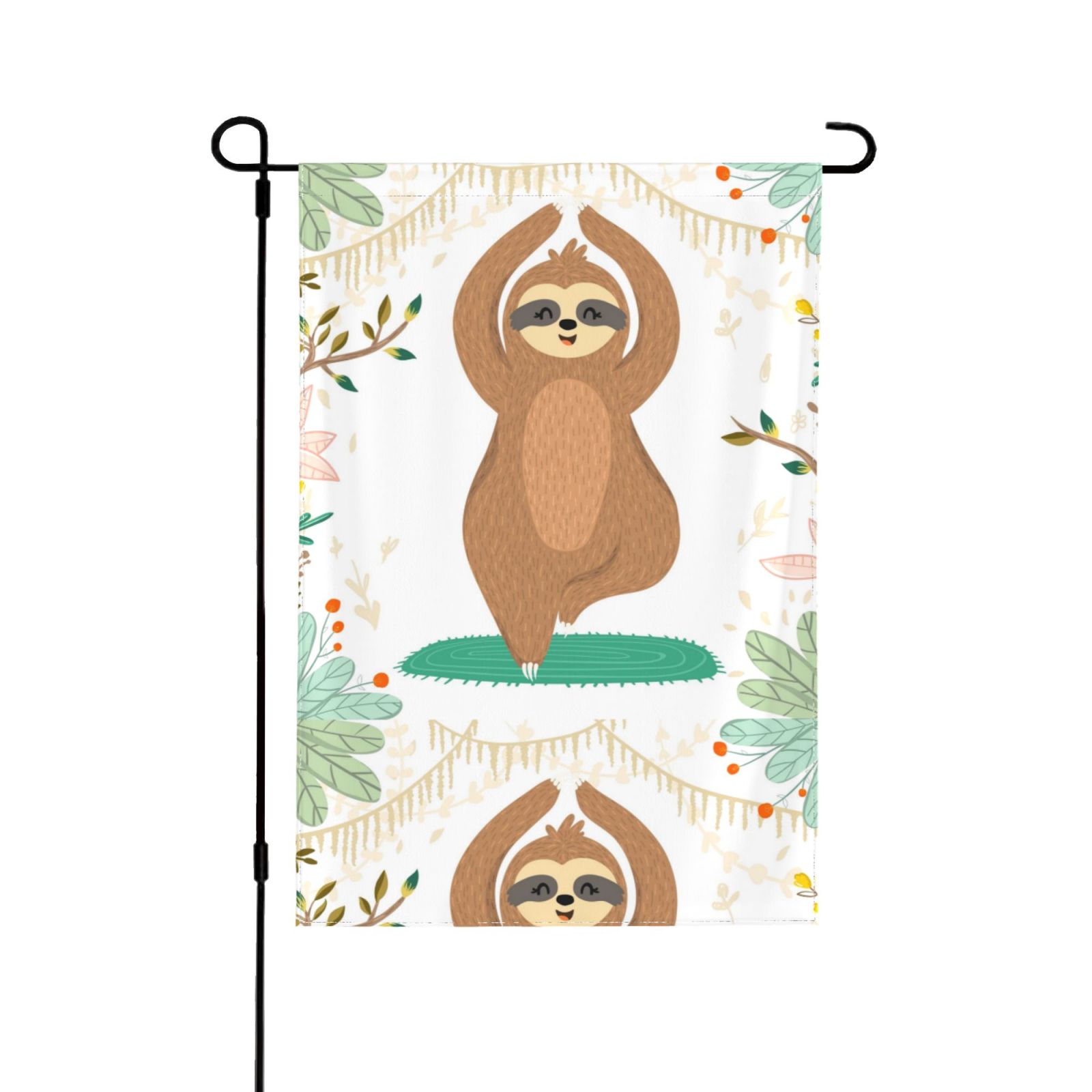 Easygdp Cute Sloth In Yoga Pose Tree Garden Flag Yard Flag Welcome Flag ...