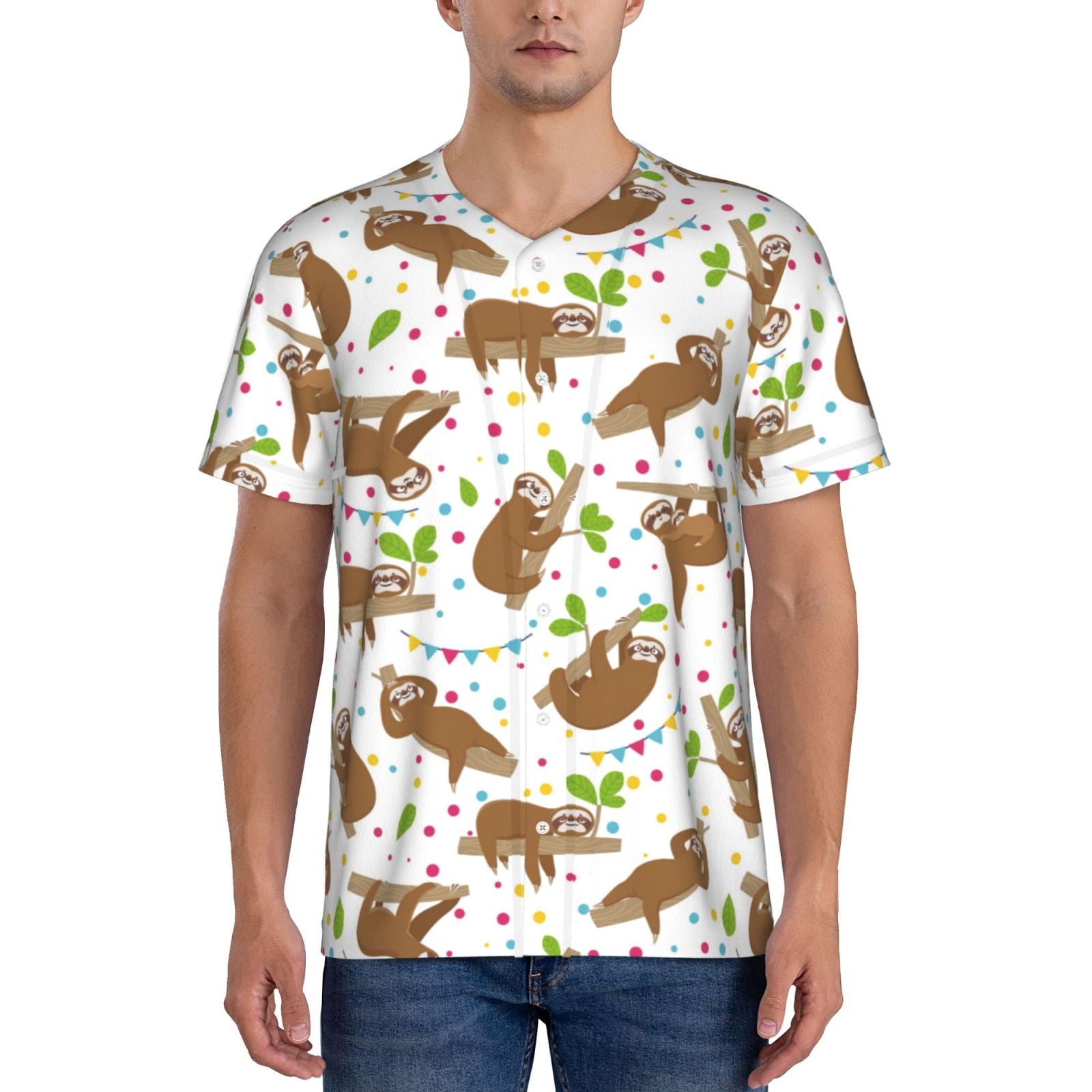 Easygdp Cute Sloth Mens T-Shirts Baseball Vintage Fashionable ...