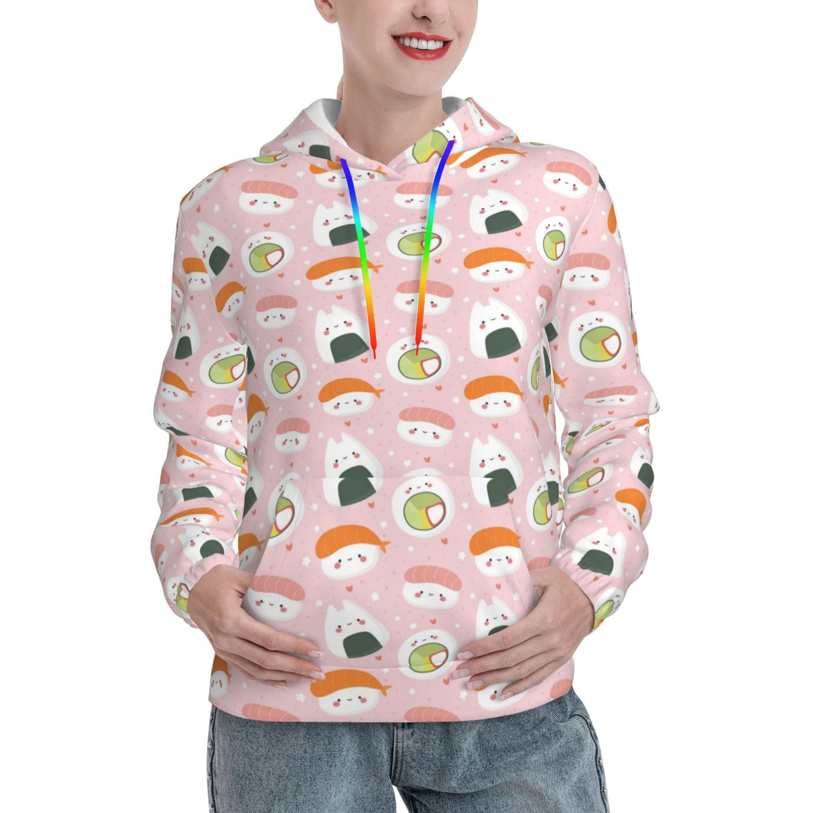 Easygdp Cute Sushi (2) Womens Casual Hoodies Sweatshirts Long Sleeve Pullover Fall Pullover Tops ...